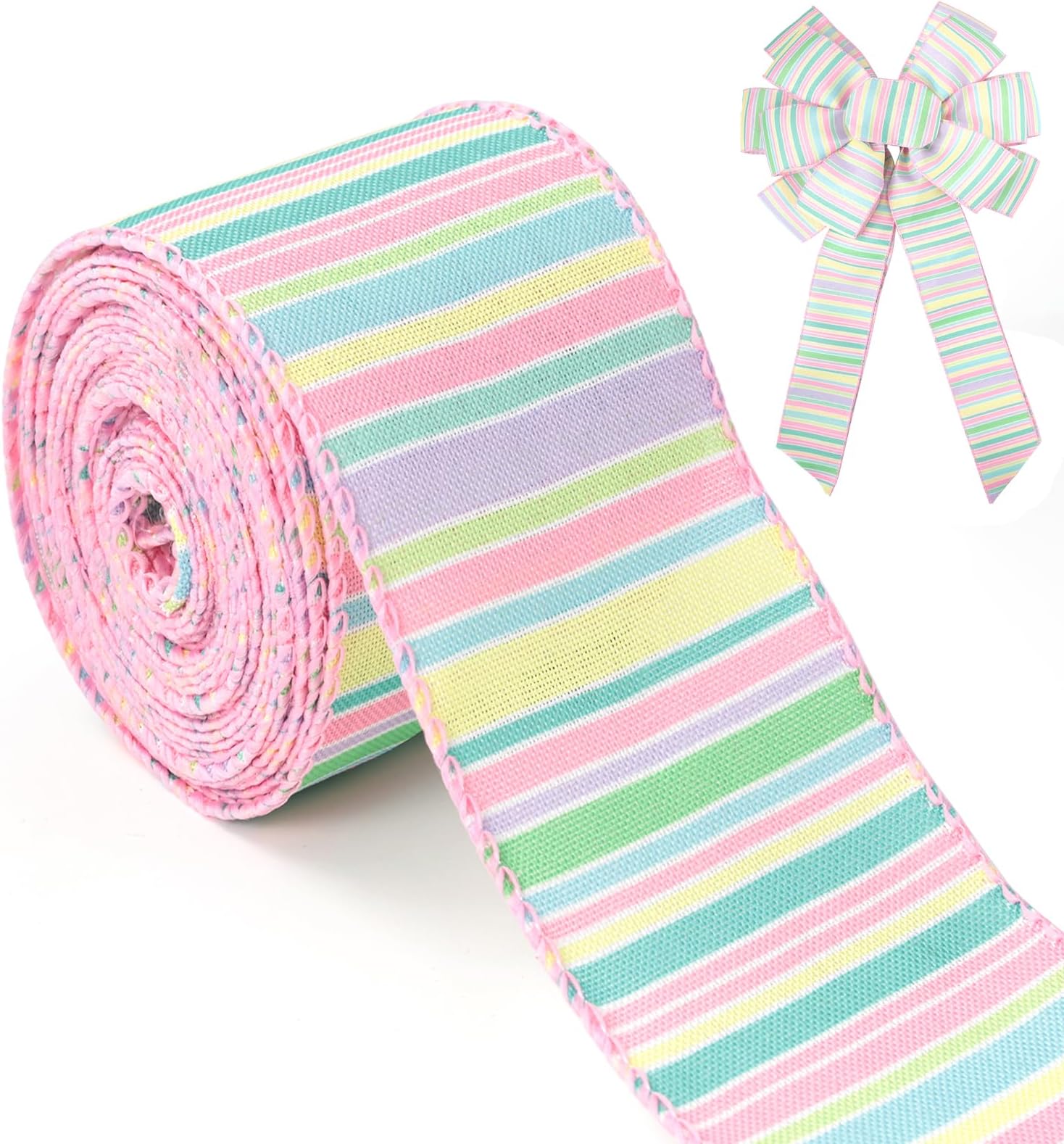 Amazon.com: Easter Plaid Fabric Ribbon Spring Gingham Ribbon Checkered ...