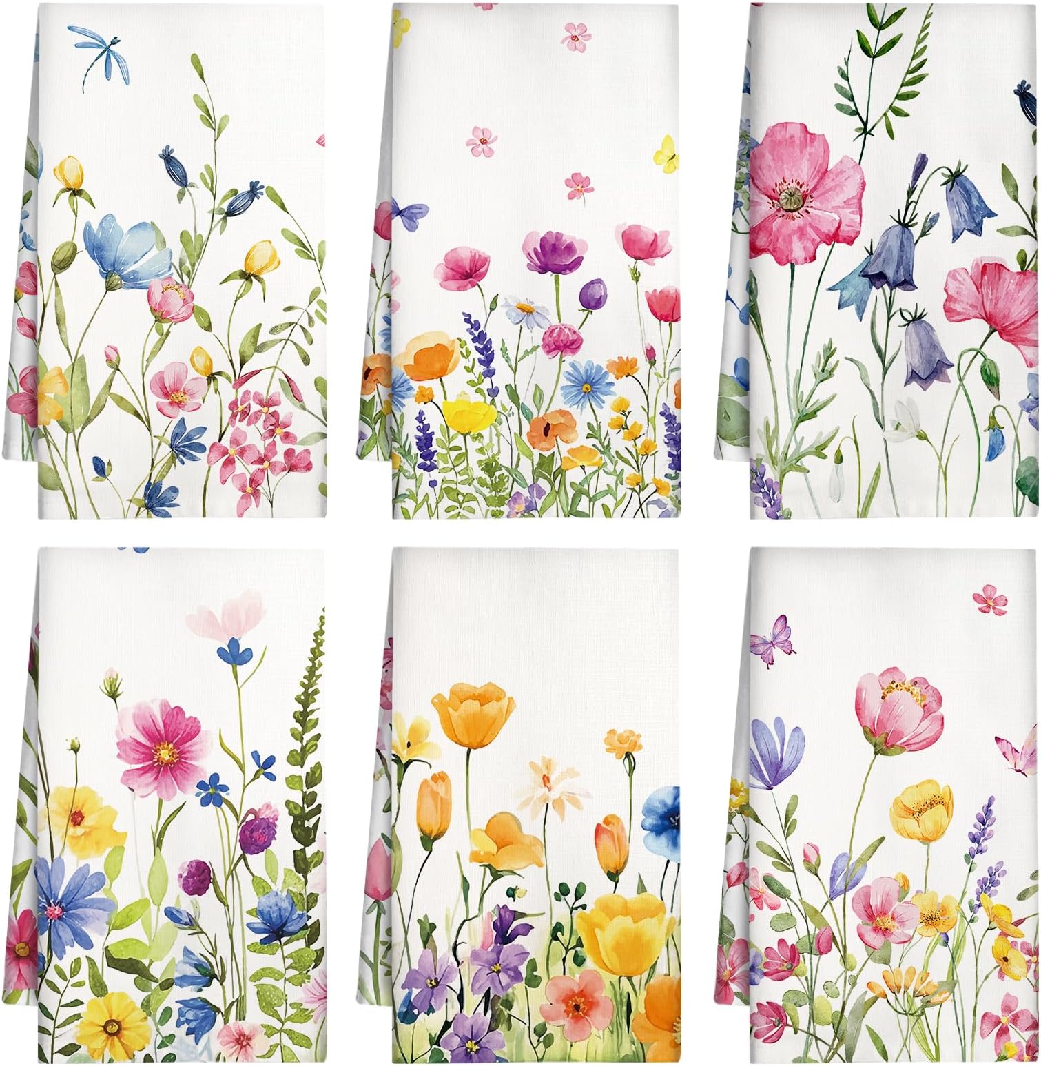 Amazon.com: Mixweer 6 Pcs Spring Vintage Floral Kitchen Towels Flower ...