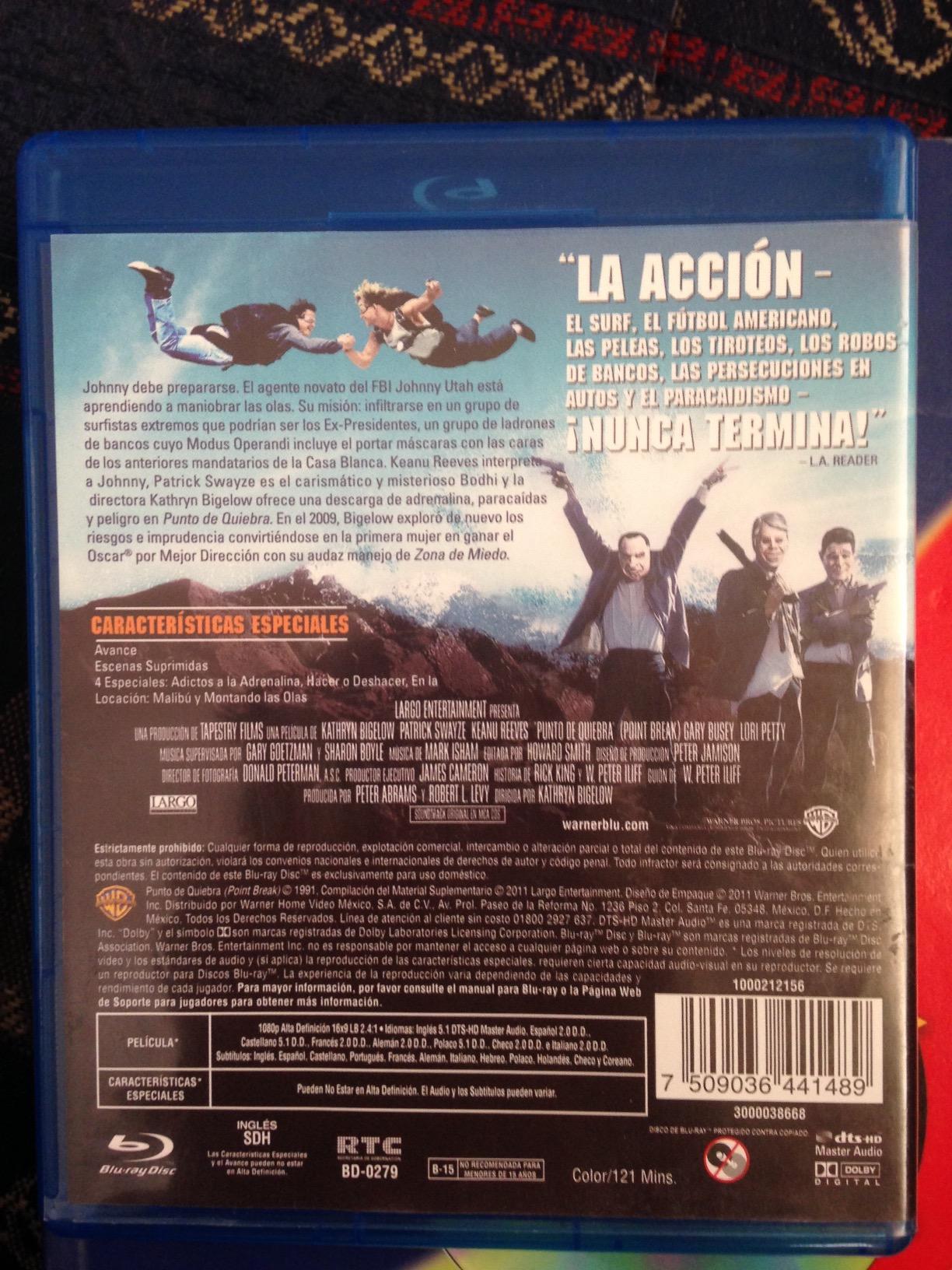 Point Break [Blu-ray] [Importado] : John C. McGinley, Patrick Swayze ...