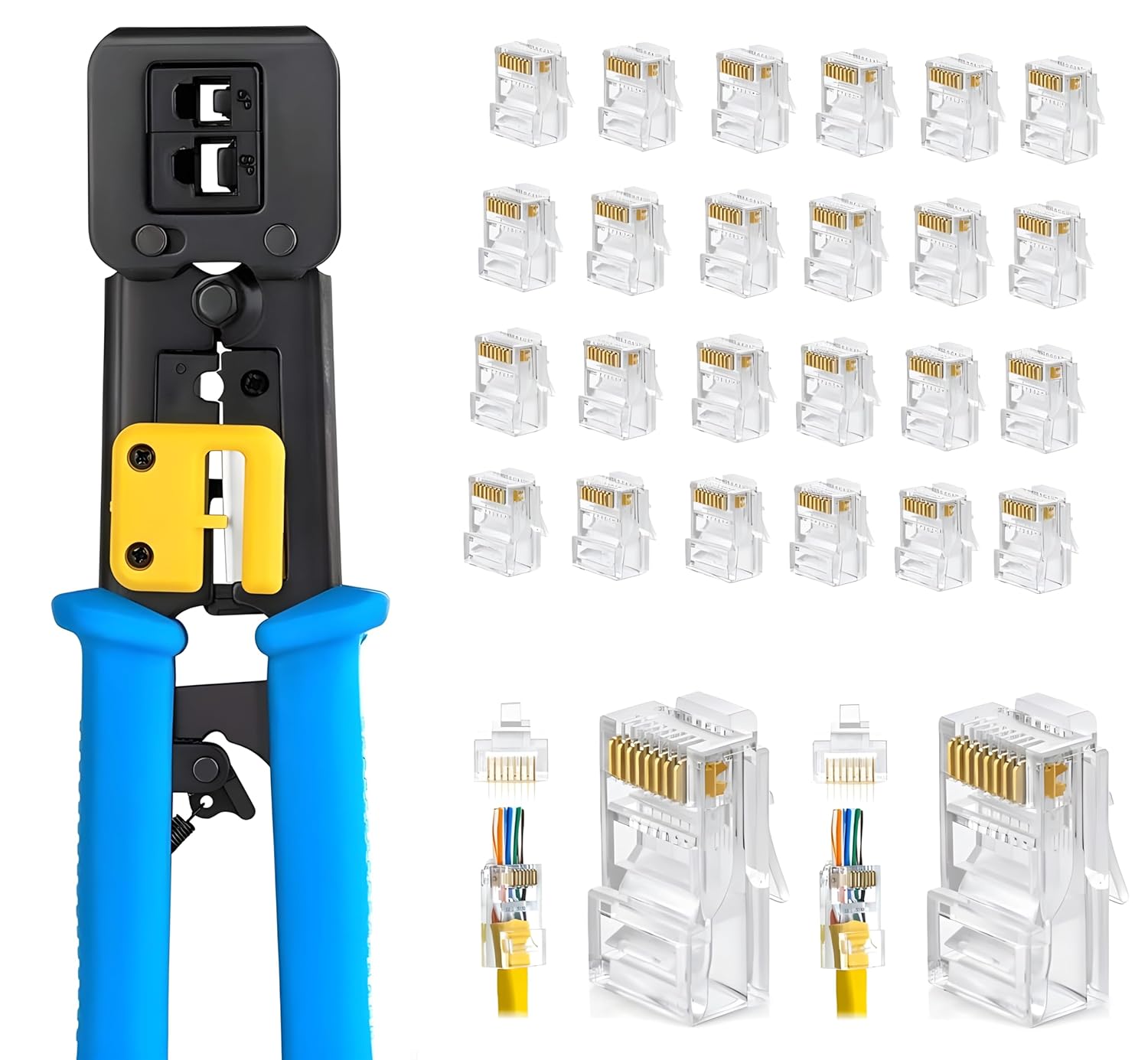 XIKKART Professional RJ45 Crimp Pass-Through Cat5 Cat5e Cat6 Heavy Duty ...