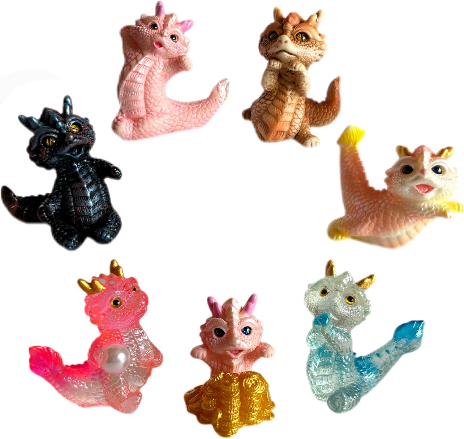 Amazon.com: Funny Mini Dragon Figurine Set Cake Topper Miniature Fairy ...