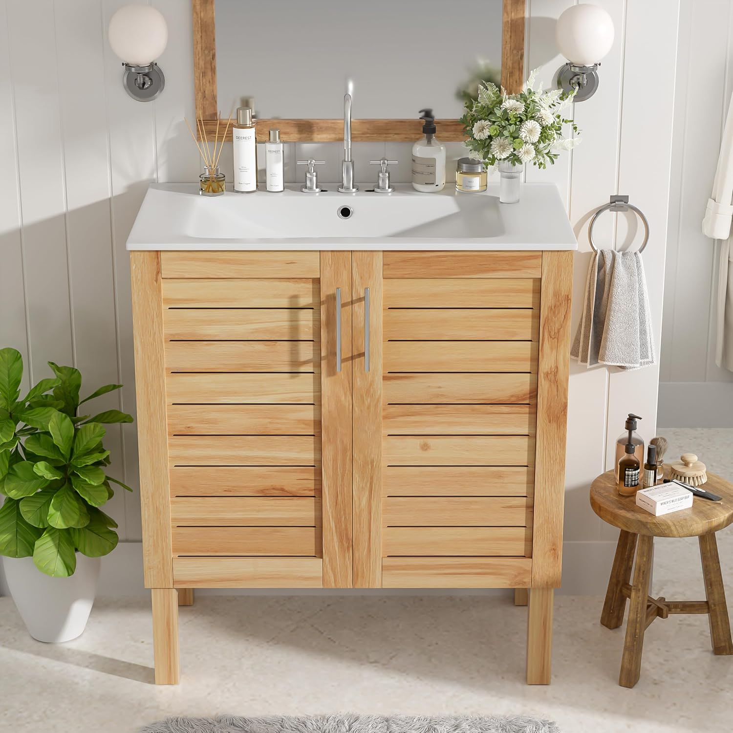Amazon.com: Favfurish 30" Vintage Bathroom Vanity with Ceramic Sink ...