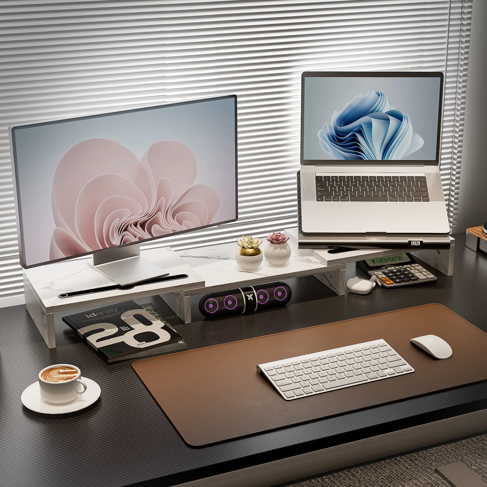 HMFOR Computer Monitor Stand Riser for Desk-Adjustable Length and Angle ...