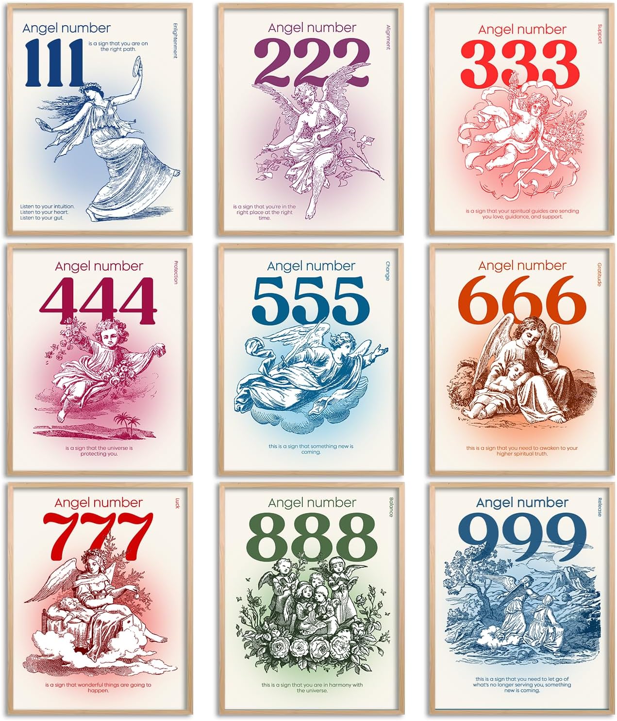 Amazon.com: Elegend Angel Numbers Poster Set of 9 – Beautifully ...