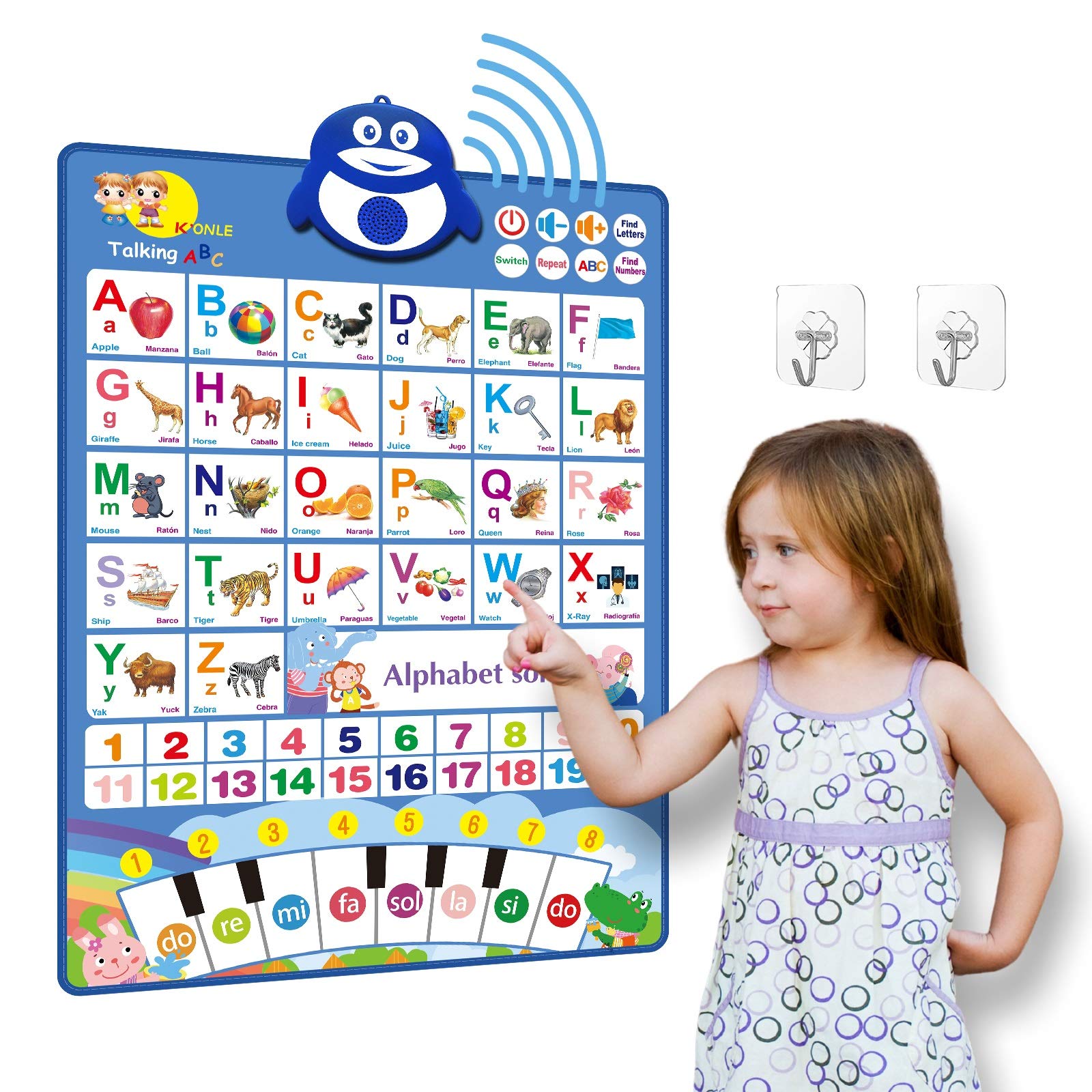 Buy ZeenKind Bilingual Spanish English Electronic Interactive Wall ...