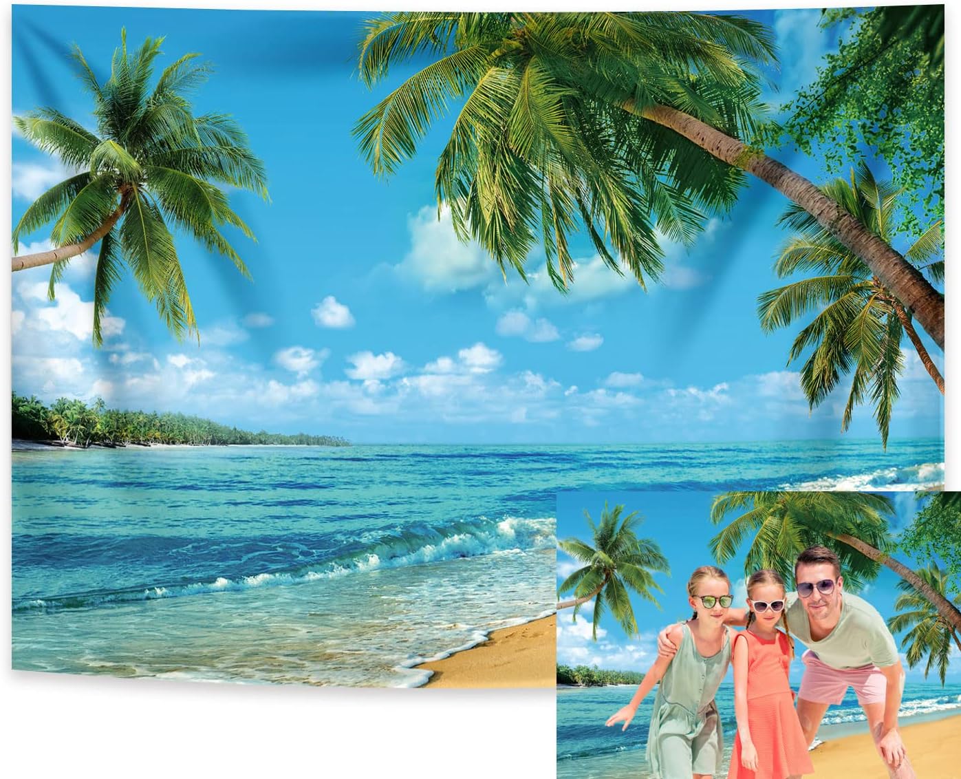 Amazon.com : LYCGS 8X6ft Summer Backdrop Tropical Beach Background Blue ...