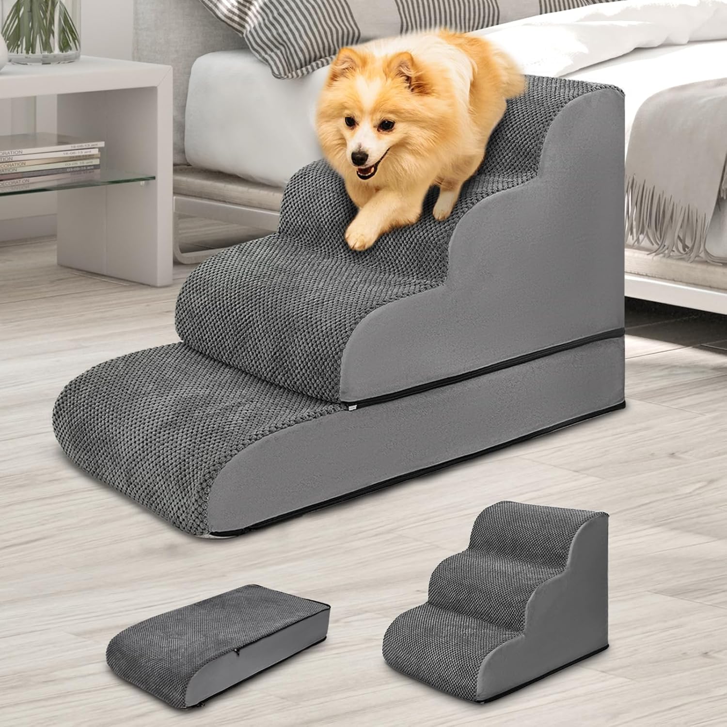 Supet Dog Stairs for Small Dog, Removable Dog Steps for High Beds, Non ...