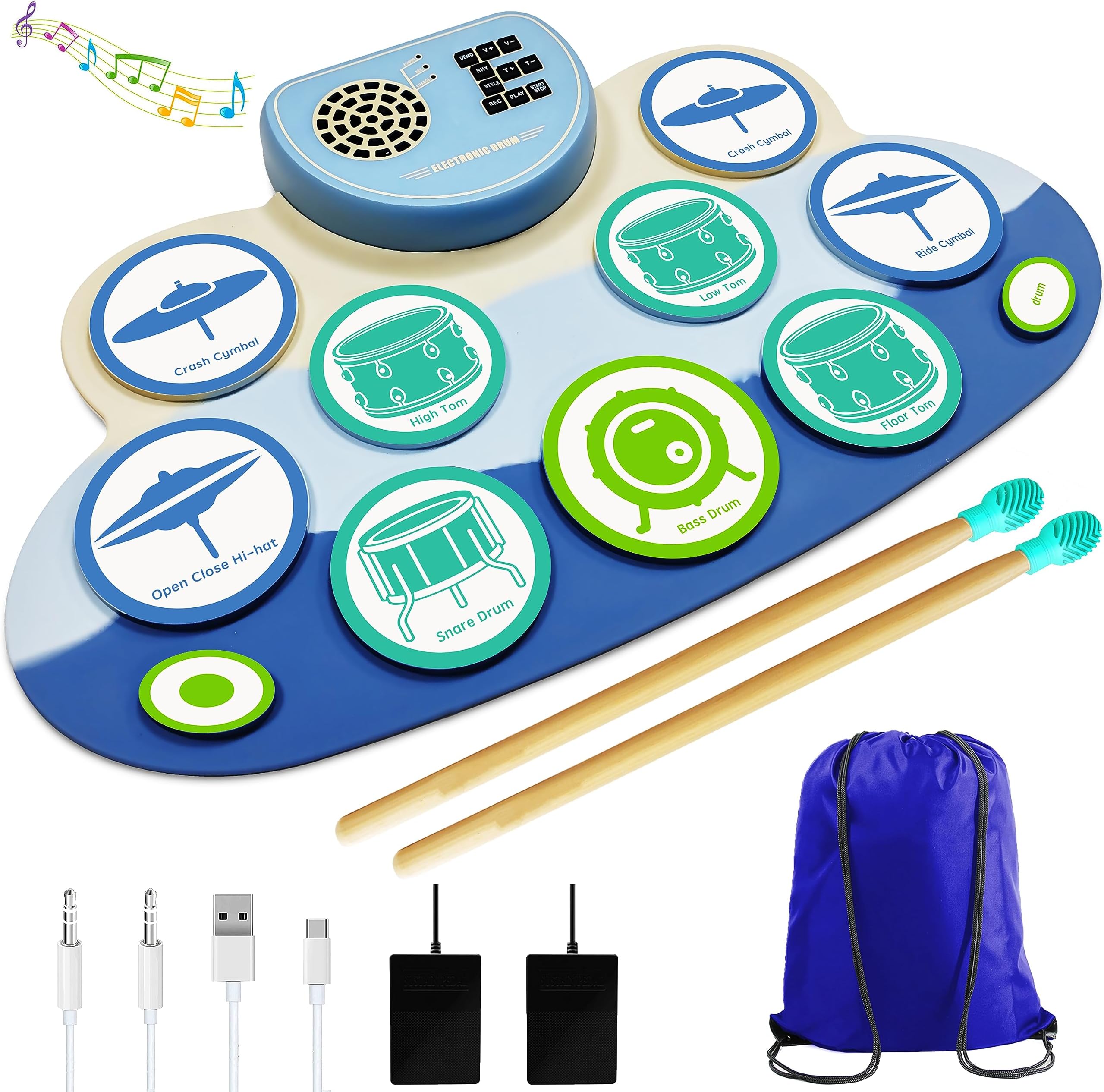 Amazon.com: Drum Set,Electric Drum Set with 9 Thickened Practice Drum ...