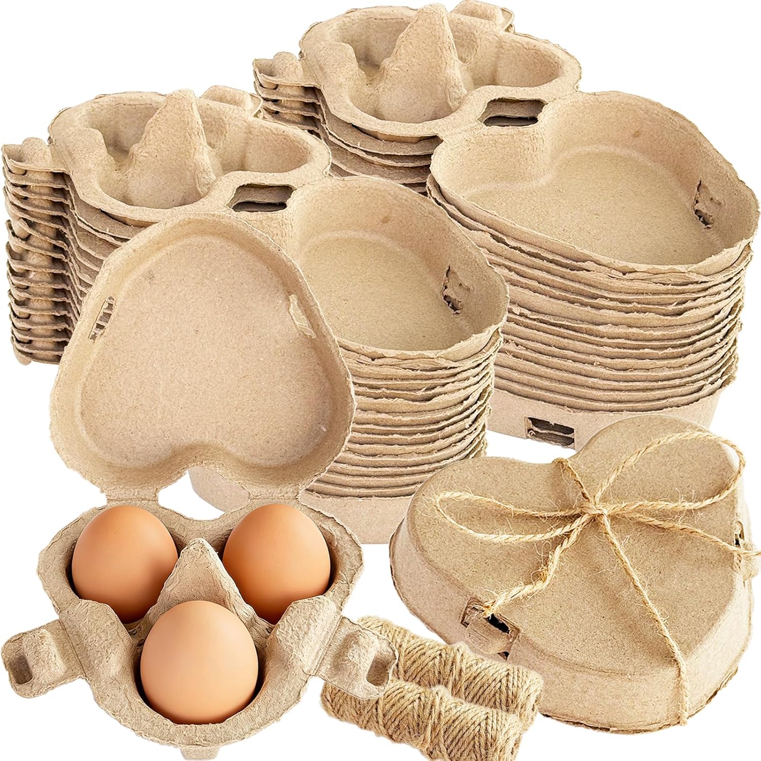 Amazon.com: Haawooky 36 Pcs Egg Cartons,3 Count Heart Shaped Paper Pulp ...