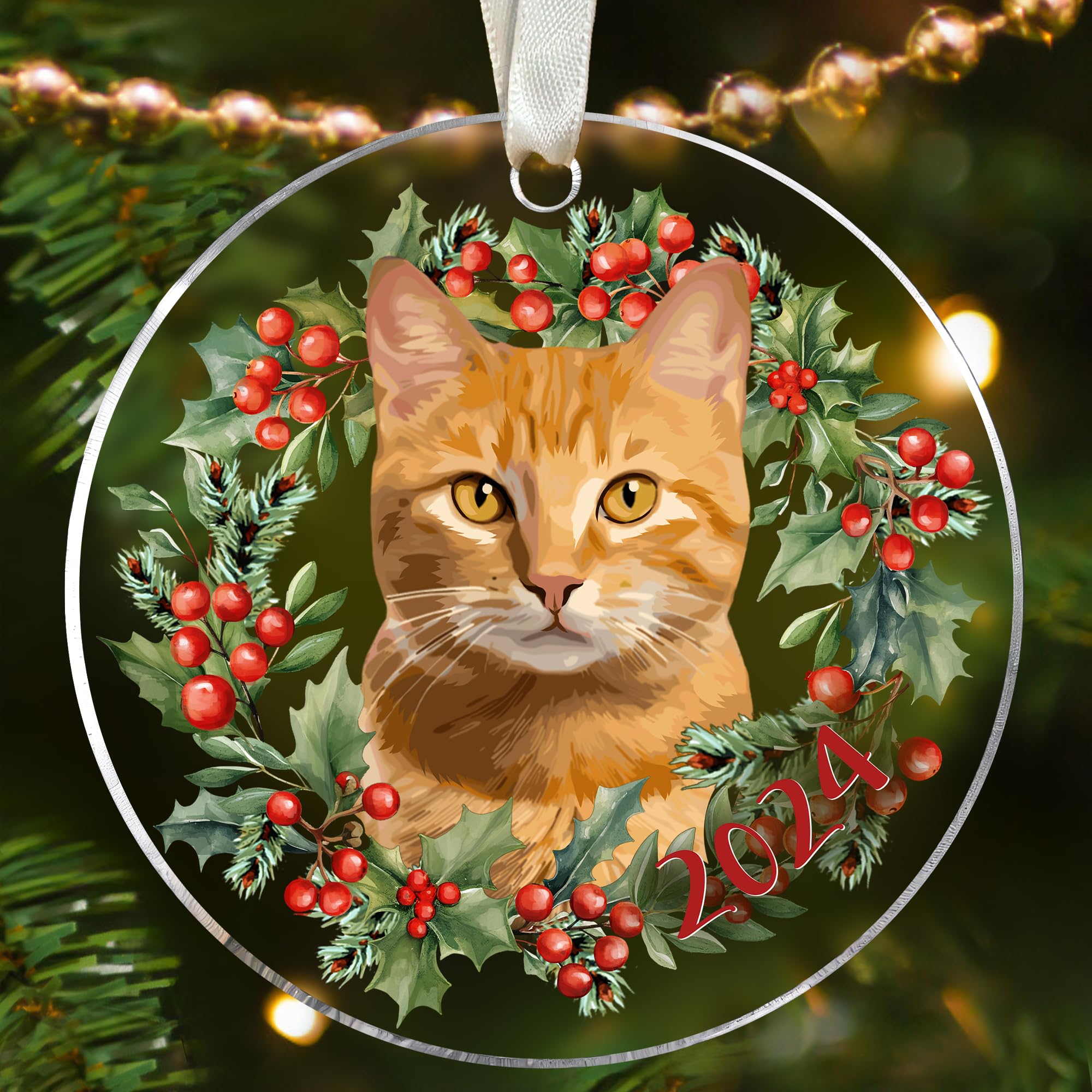 Amazon.com: Orange Cat Christmas Ornament - Orange Cat Lover Gifts for ...