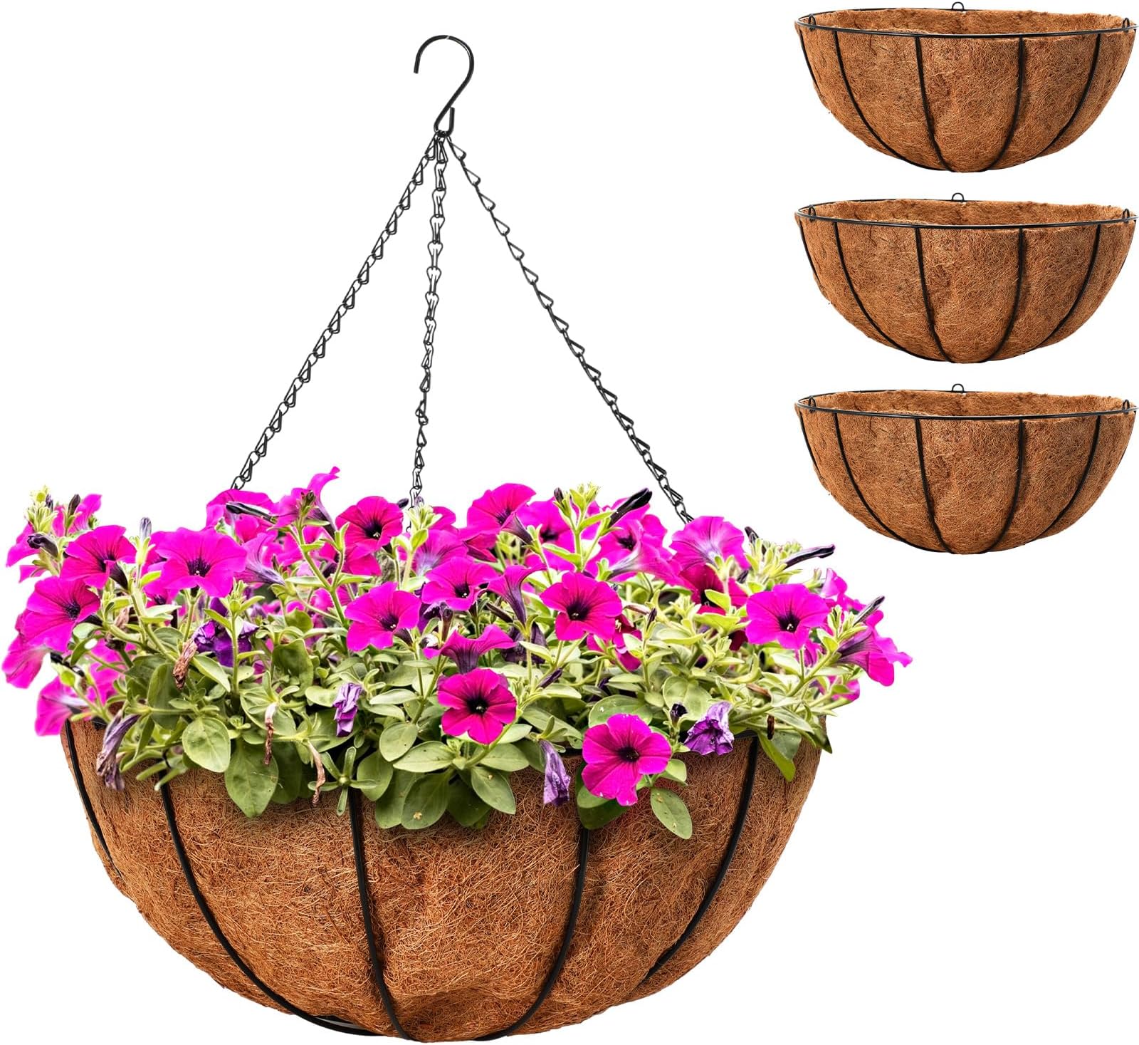 Amazon.com: Blulu 4 Pack 20 Inch Metal Hanging Basket for Plants ...