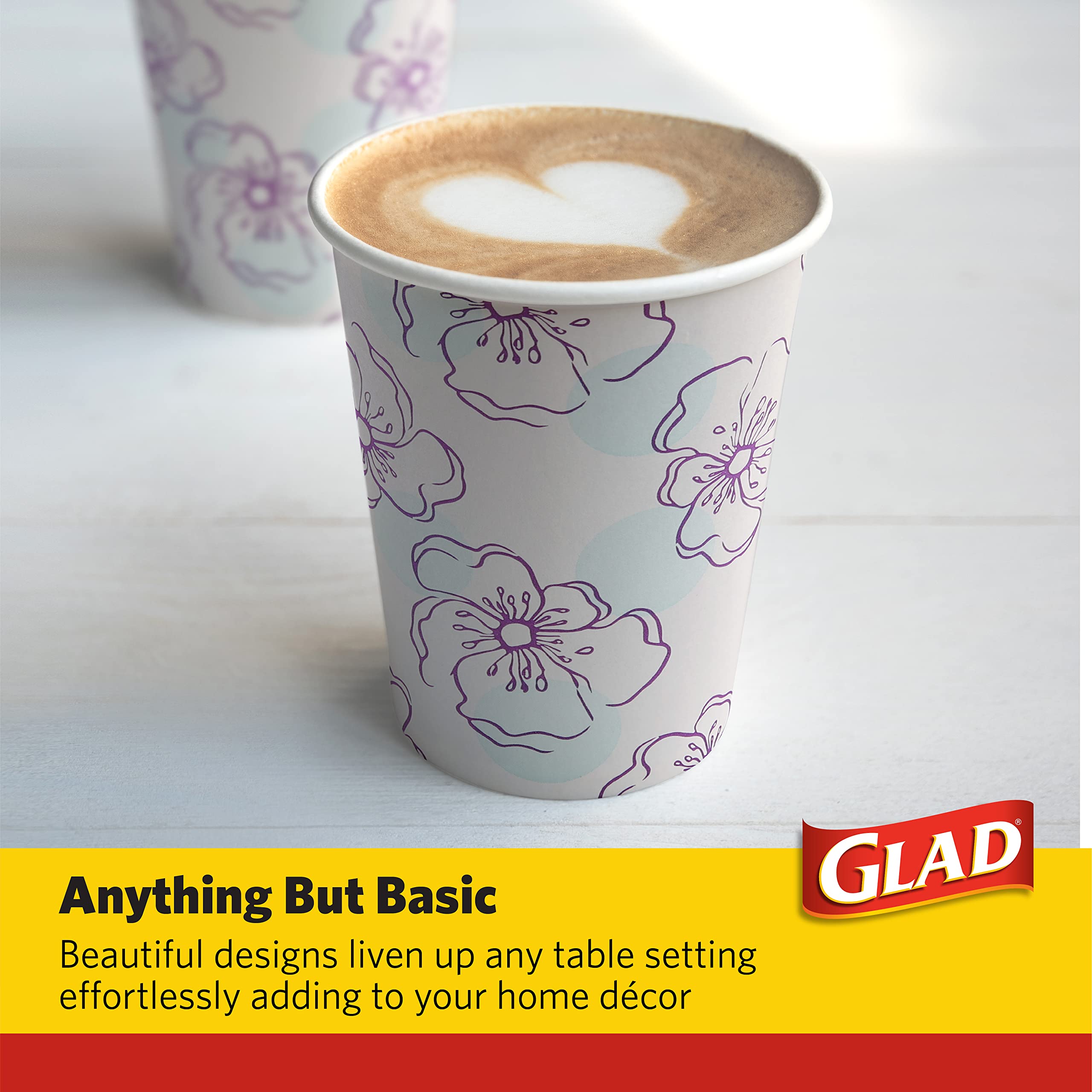 Snapklik.com : Glad Everyday Disposable Paper Cups, Blue Flower Pattern