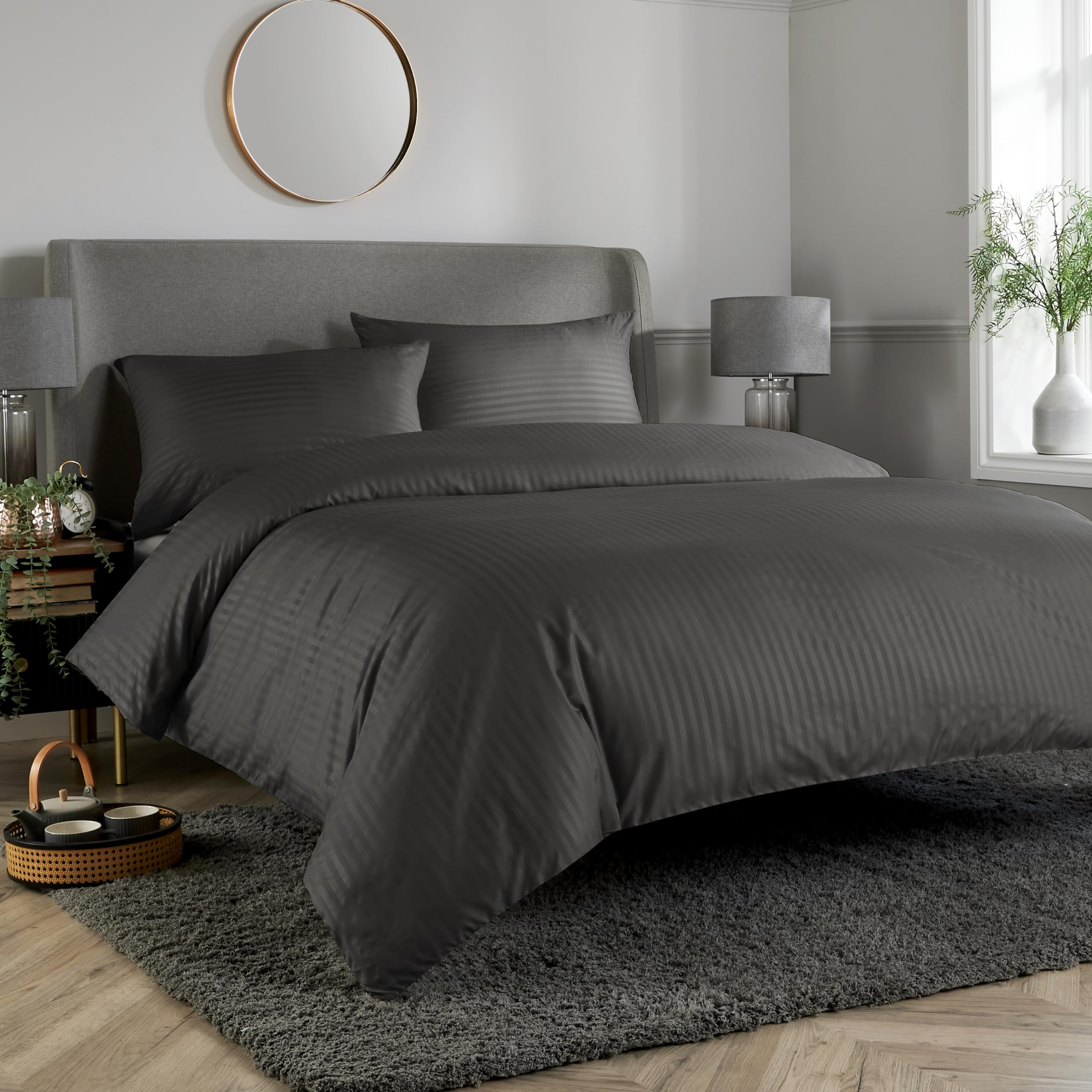 Olivia Rocco Mayfair Stripe Duvet Cover Set Easy Care Satin Stripes ...