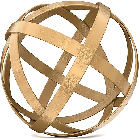 Amazon.com: Metal Decorative Sphere for Home Decor - Black & Gold, Hand ...