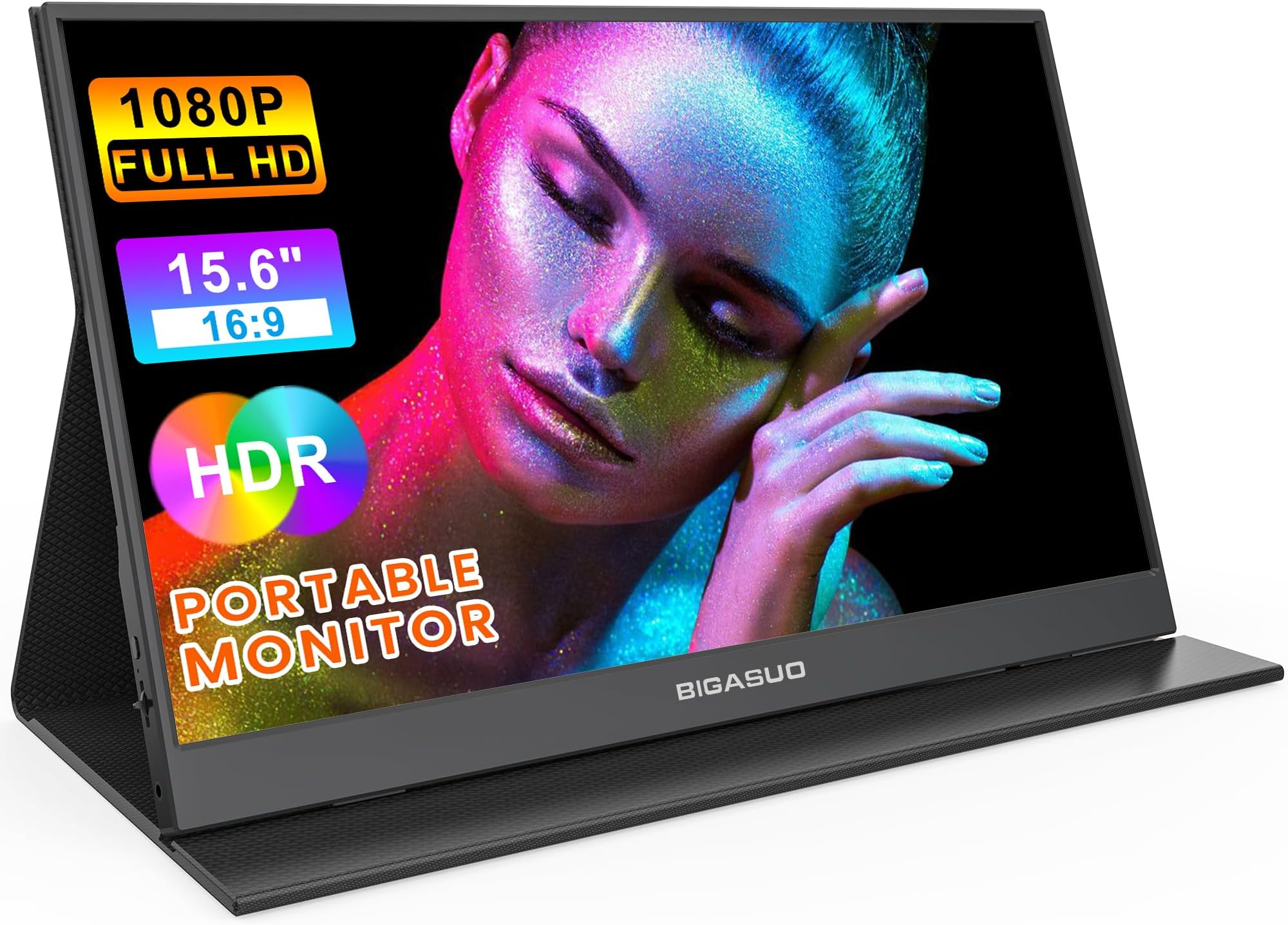 Amazon.com: BIGASUO Portable Monitor, 15.6'' 1080P FHD USB-C HDMI IPS ...