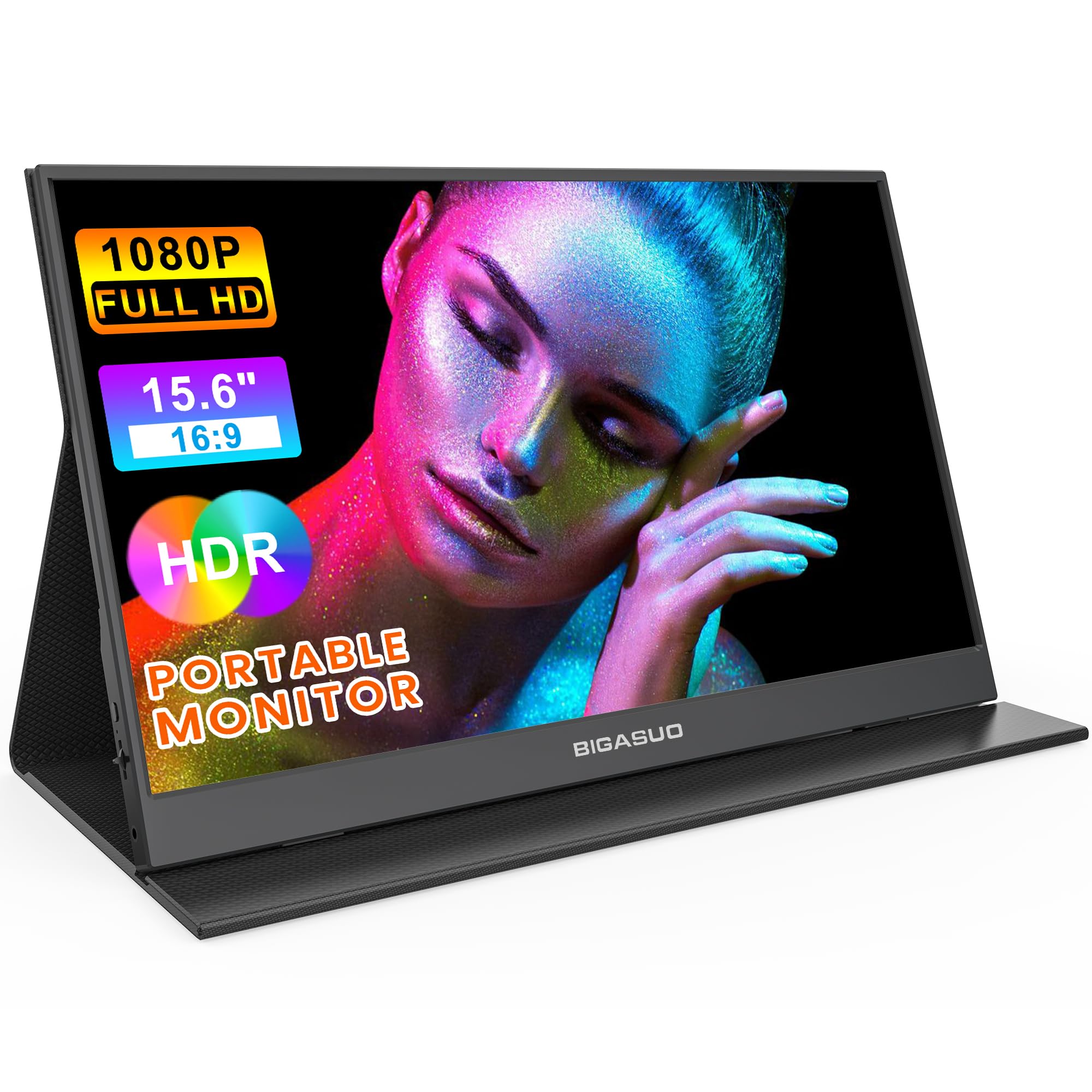 Amazon.com: BIGASUO Portable Monitor, 15.6'' 1080P FHD USB-C HDMI IPS ...