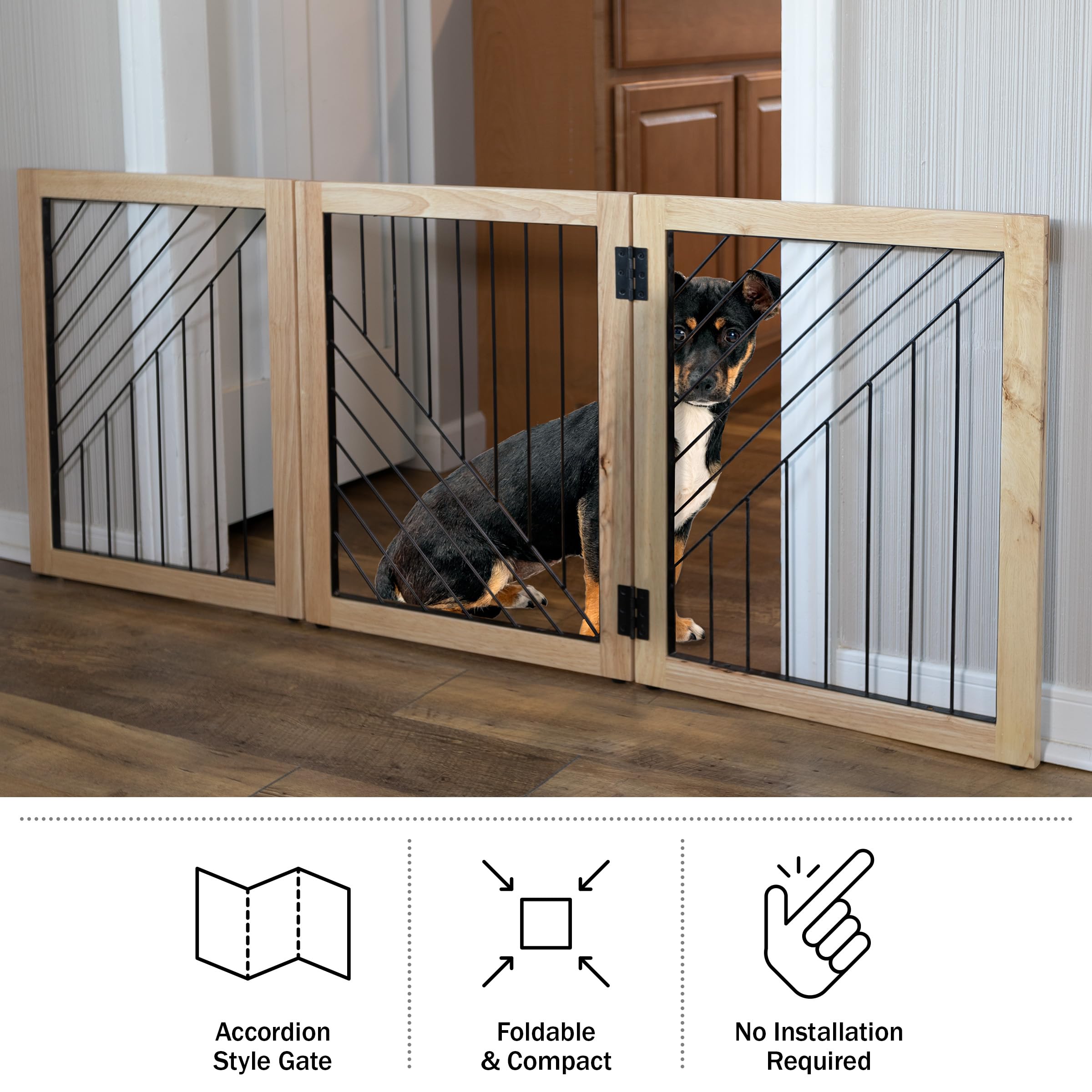 Snapklik.com : Pet Gate - 3-Panel Indoor Folding Dog Gate For Stairs Or ...