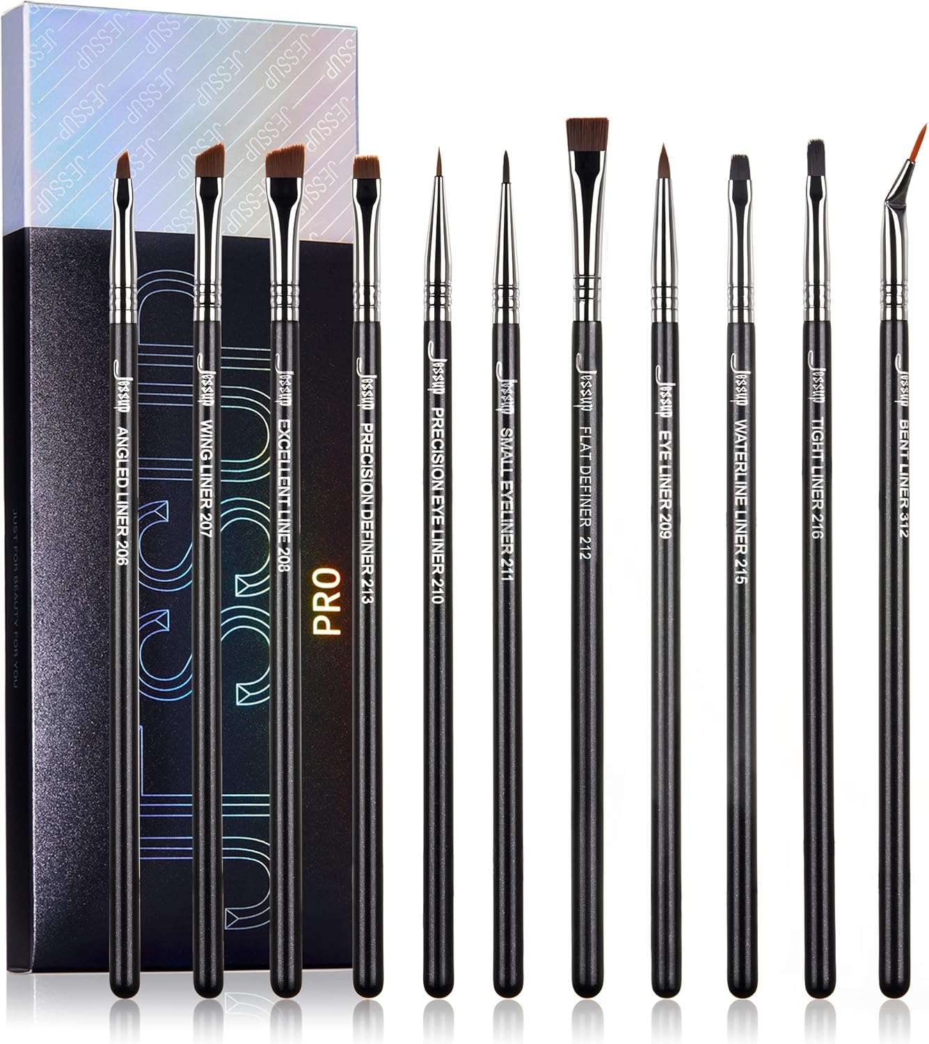 Jessup Eyeliner Brush Set, Professional Eye Liner Makeup Brushes 11pcs ...