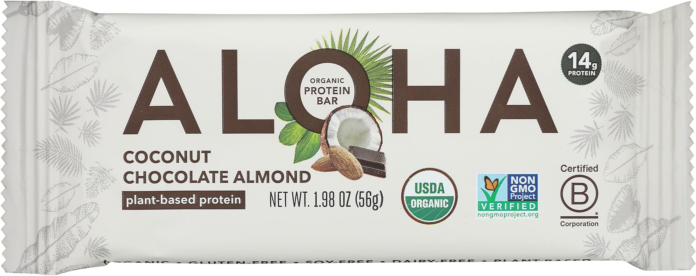Amazon.com: Aloha Organic Coconut Chocolate Almond Protein Bars, 14g ...