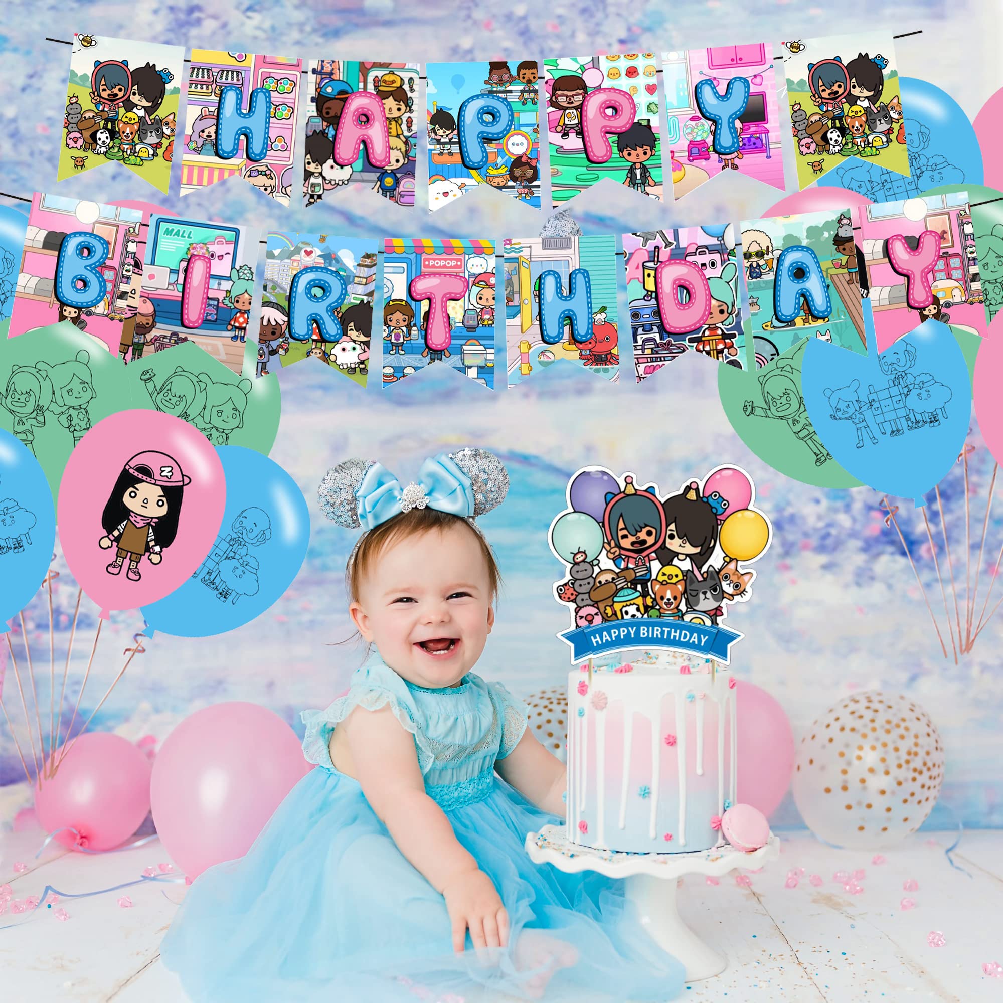 The Toca Life Party Decorations,Toca Bo-ca Cartoon Birthday Party ...