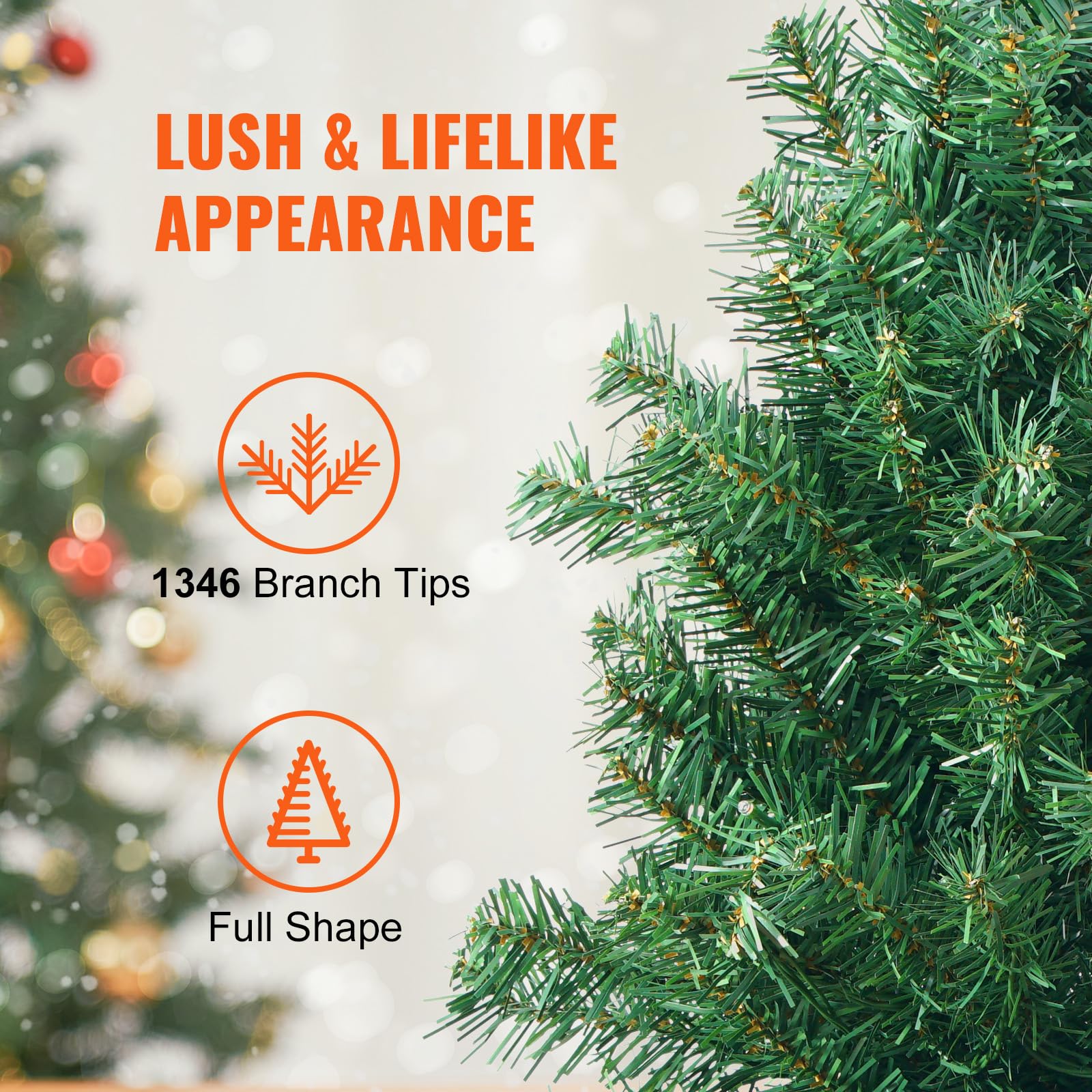 VEVOR Christmas Tree, 7.5ft Prelit Artificial Xmas Tree, Full Holiday ...