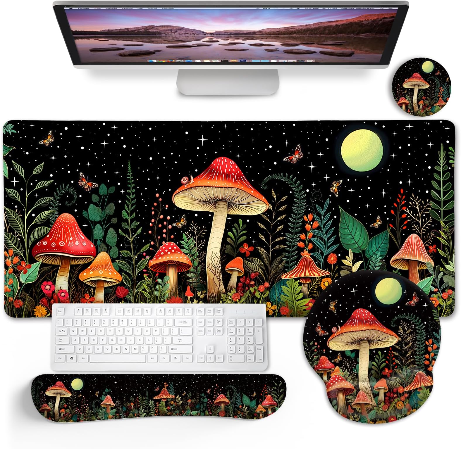 Amazon.com: Blusabaca Mushroom Mouse Pad Desk Pad, Funny Cute Desk Mat ...