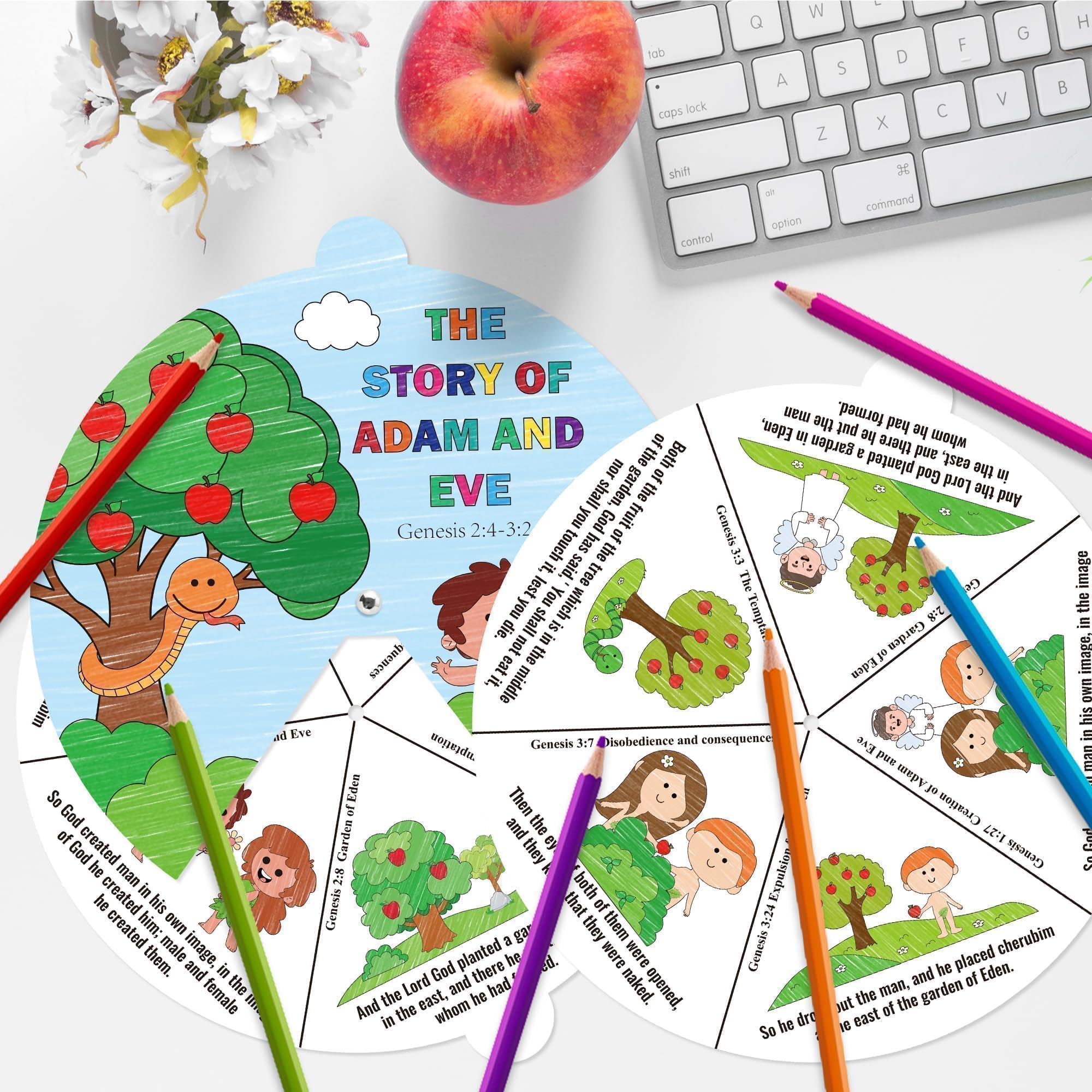 Snapklik.com : Easter Adam Eve Paper Crafts Coloring Wheel For Kids ...