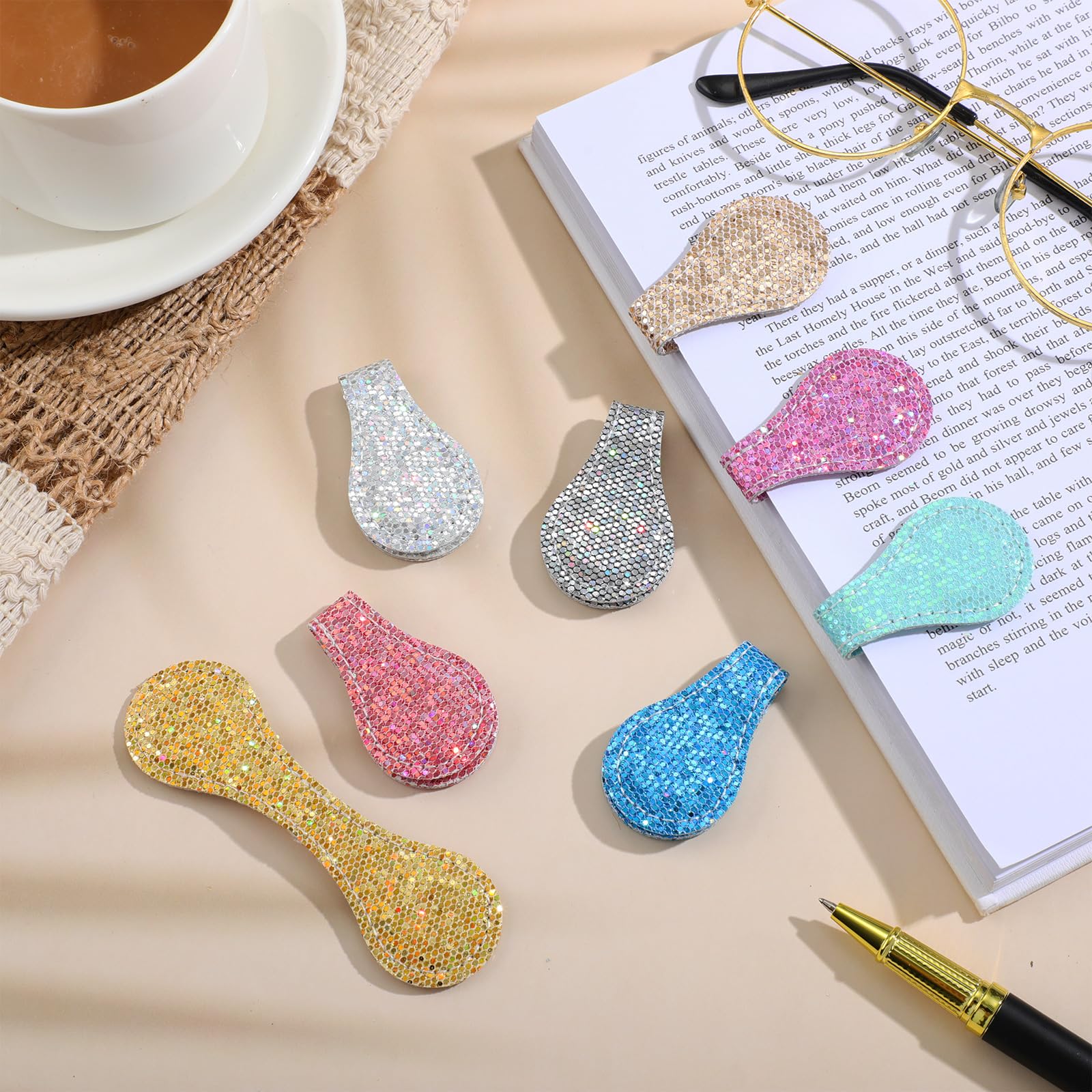 Amazon.com : Skyygemm 8 Pcs Sparkling Leather Magnetic Bookmark for ...