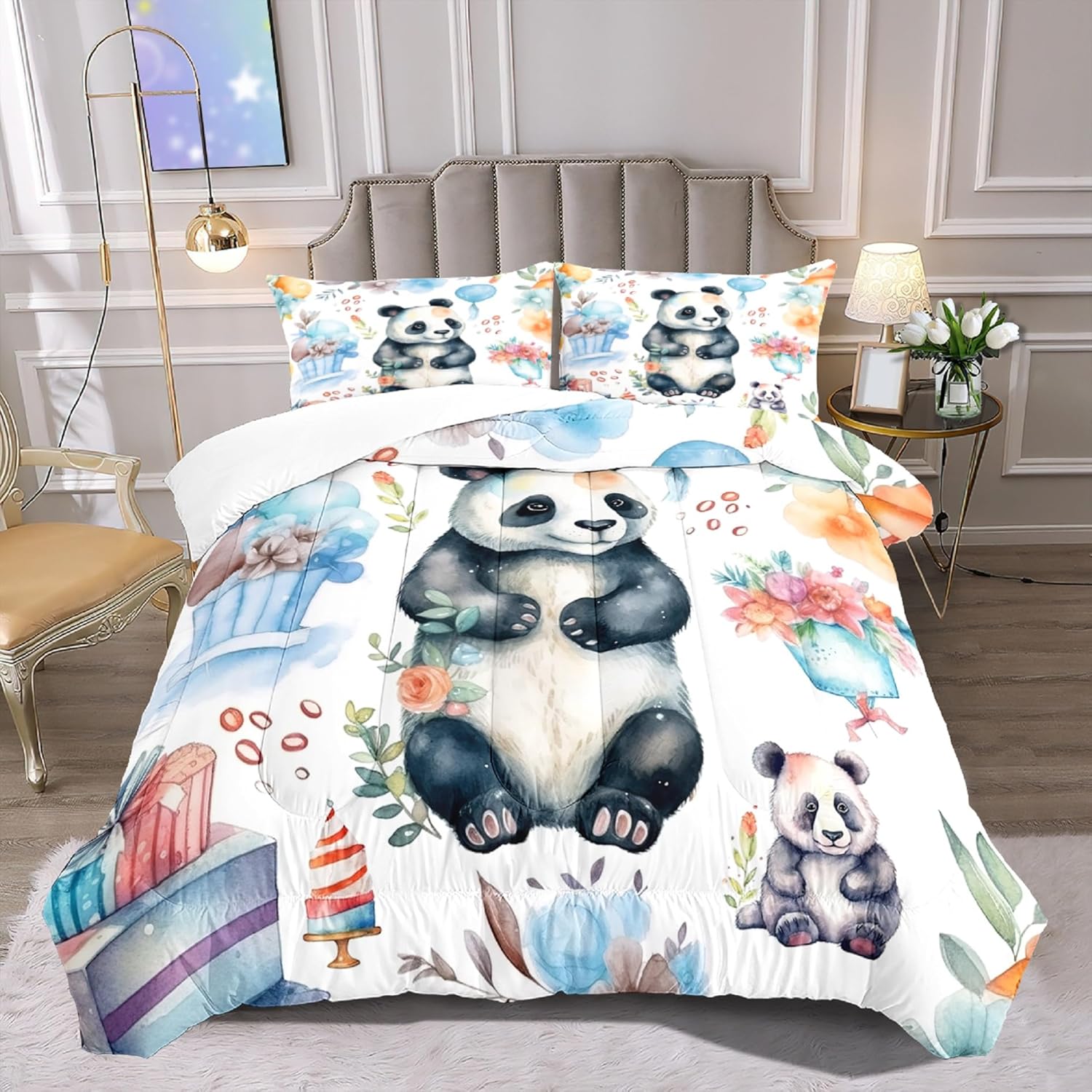 Amazon.com: Jiospet Panda Comforter Set Queen Size - Panda Bedding for ...