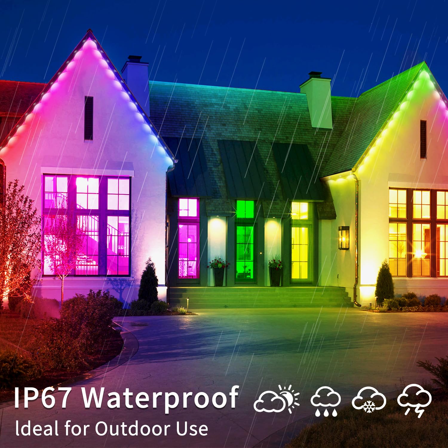 Snapklik.com : Yocrostar 60ft Permanent Outdoor Lights,RGB Eaves Light