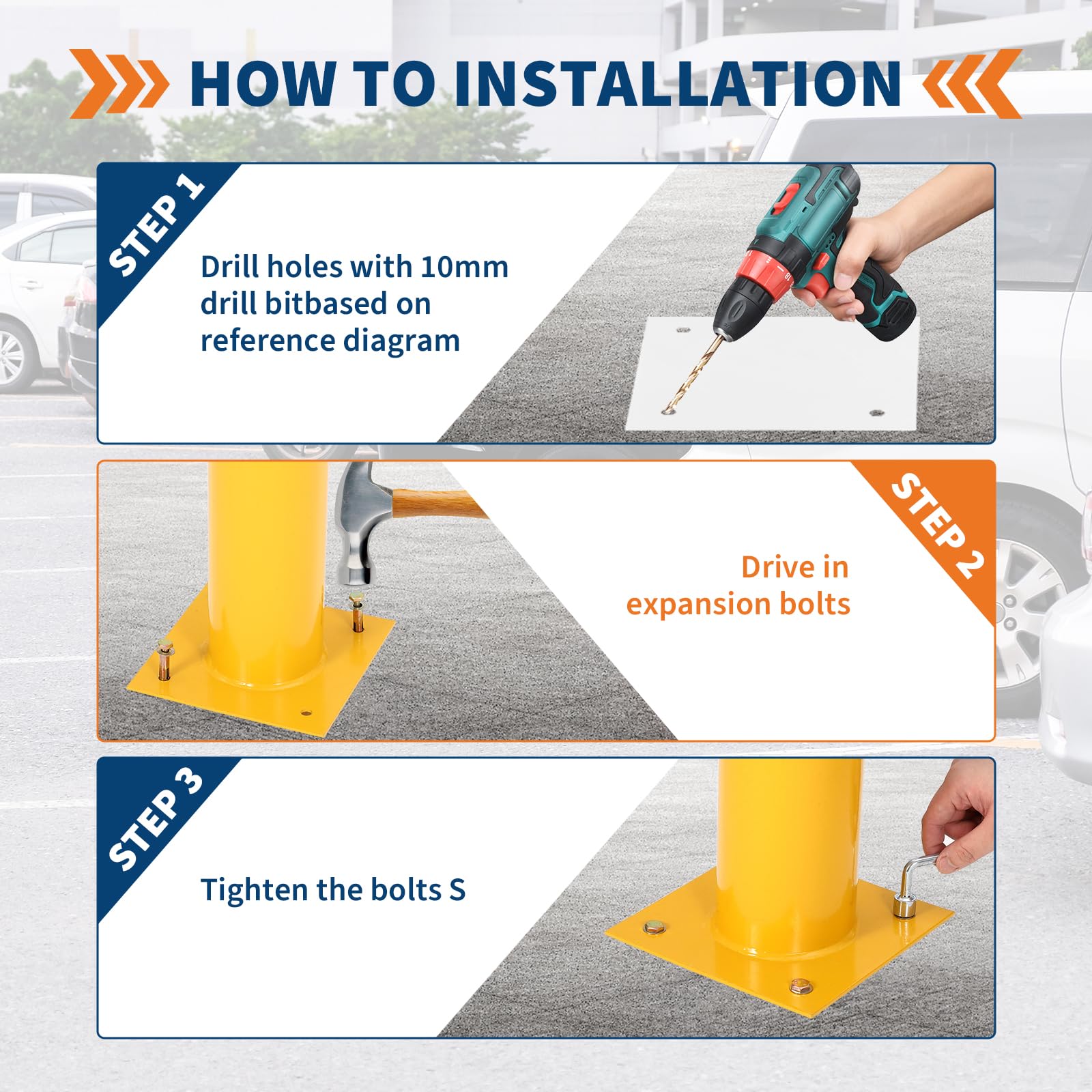 Snapklik.com : Safety Bollard, 42 Inch Height Bollard Post, 4.5 Inch ...