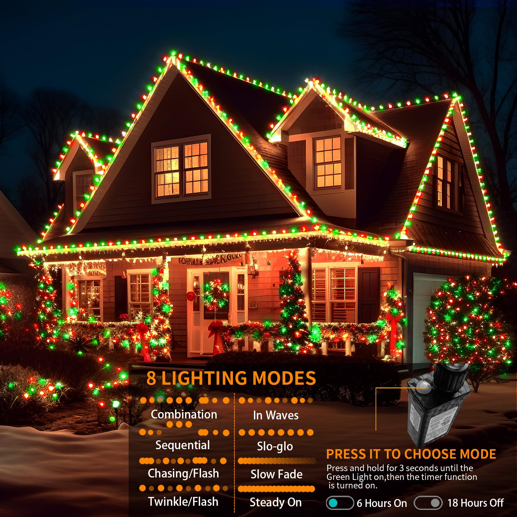 250FT Christmas Lights Outdoor 700 LED Waterproof Christmas Tree ...