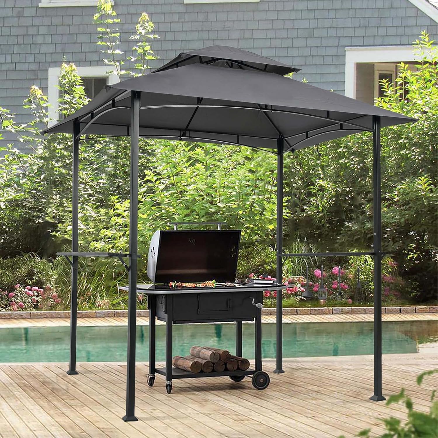 Amazon.com : Outdoor Grill Gazebo 8x5Ft, Patio Barbecue Canopy with ...