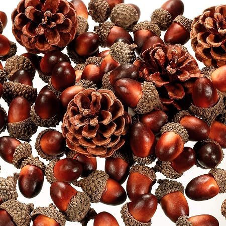 Amazon.com: Cllayees 120 PCS Artificial Acorns, Fake Natural Acorns ...