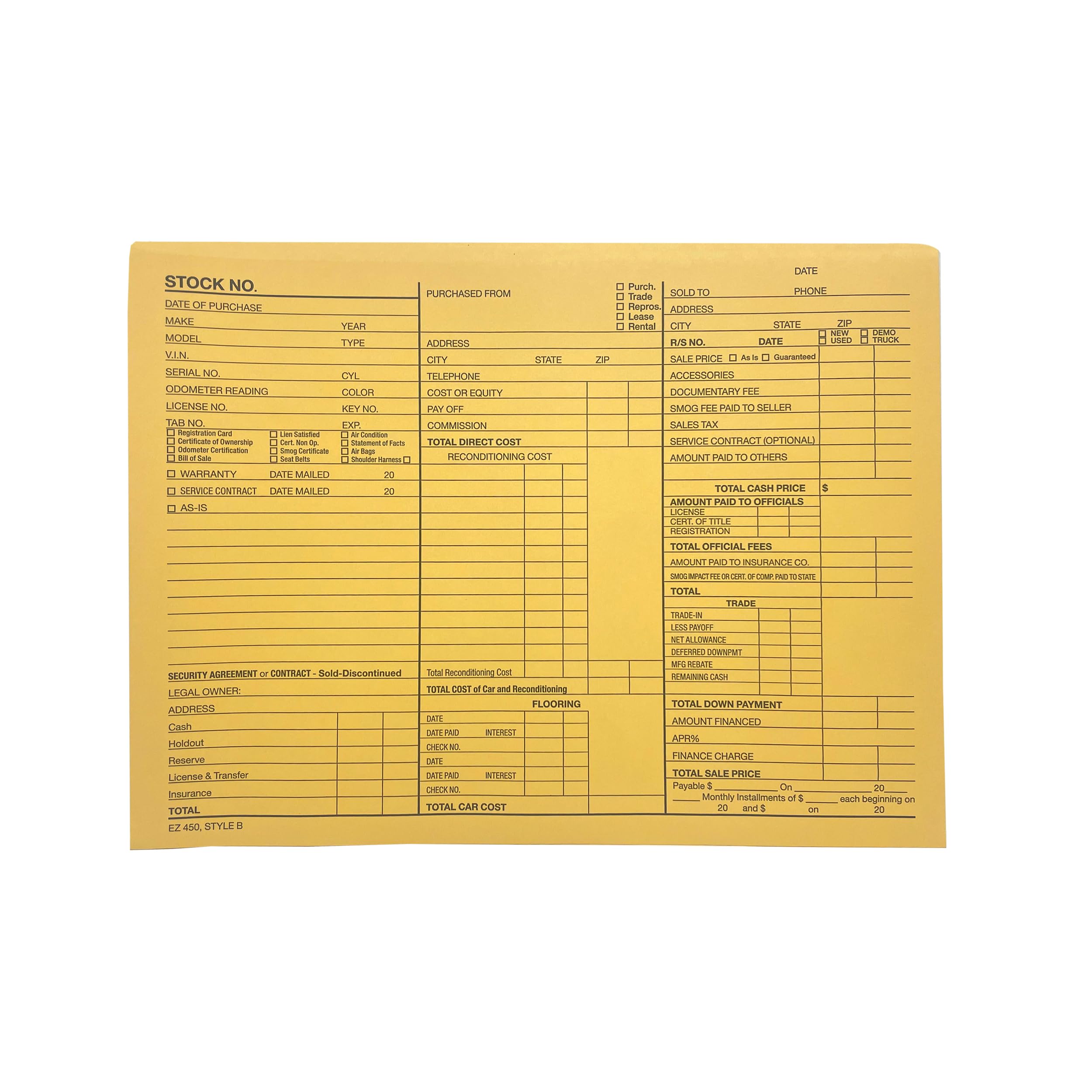 Amazon.com : EZ Line Printed Vehicle Deal Record Envelopes 9x12 Jackets ...