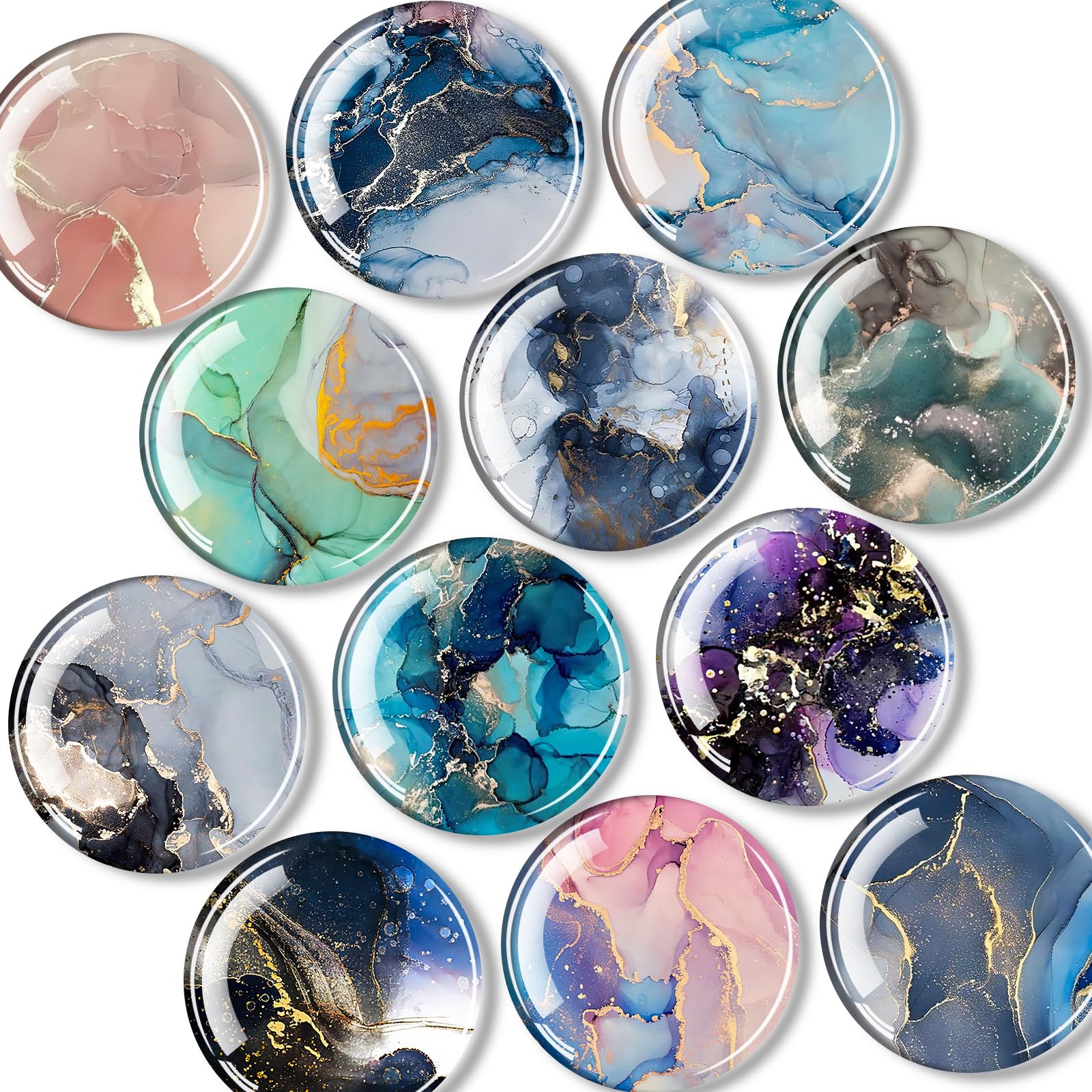 Qualsen 12Pcs Glass Fridge Magnet Refrigerator Magnets Fridge Small ...