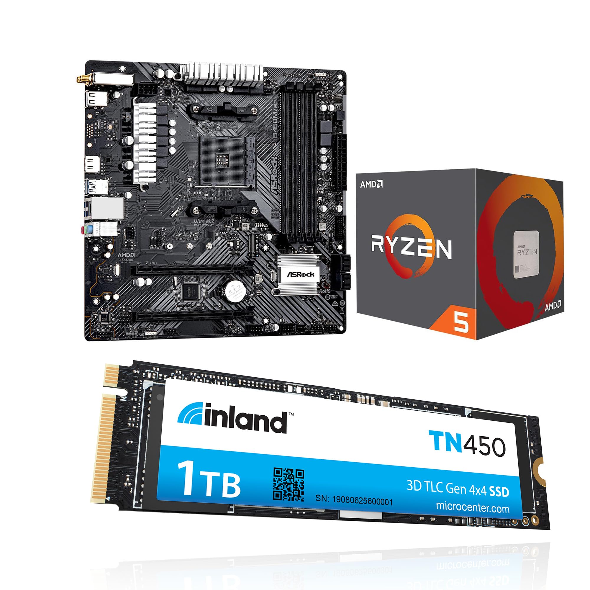 Amazon.com: Micro Center CPU Motherboard SSD Combo - AMD Ryzen 5 4500 ...