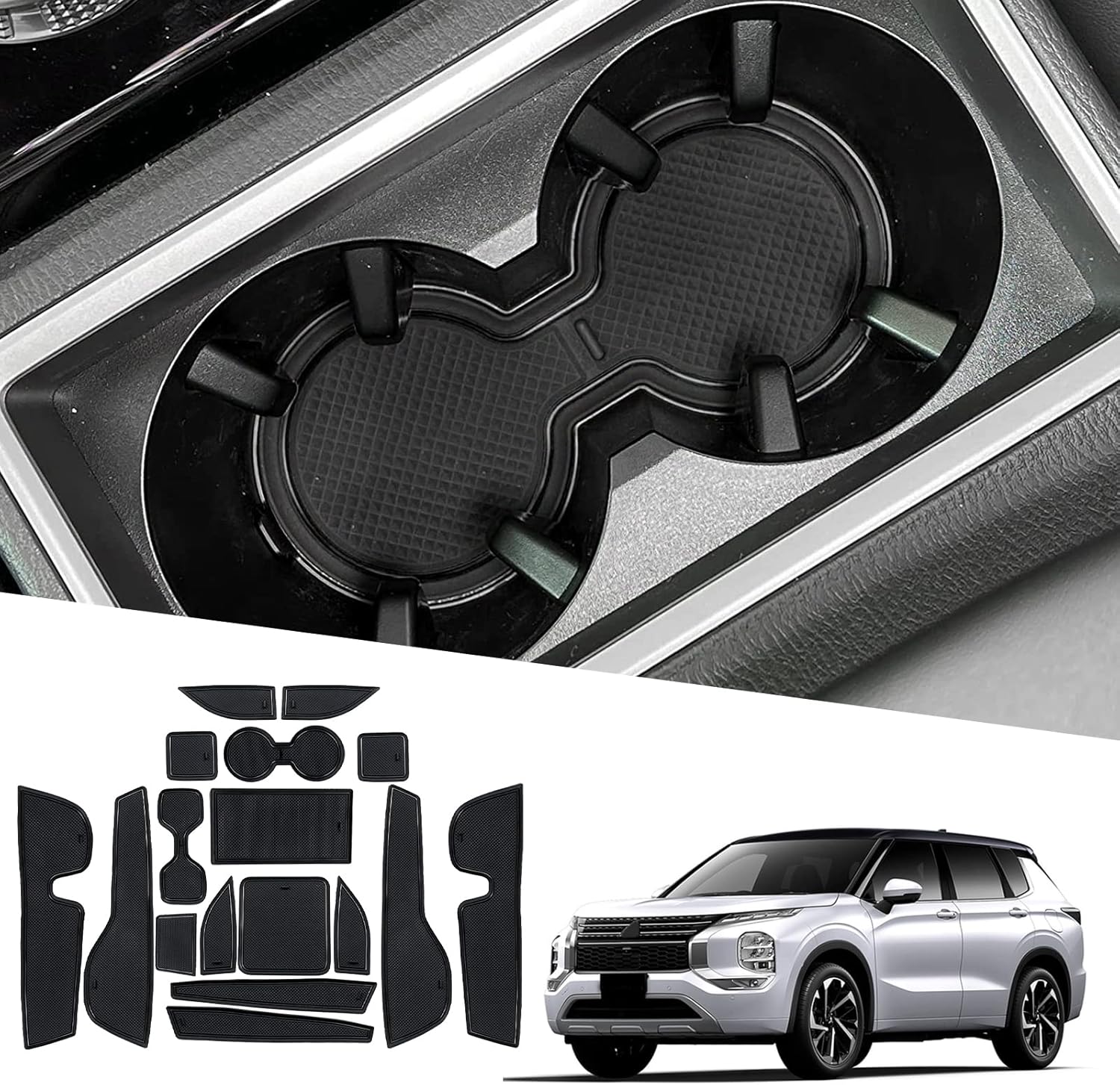 Ruiya Fit 2024 Mitsubishi Outlander Door Slot Mats, Cup Holder Inserts ...