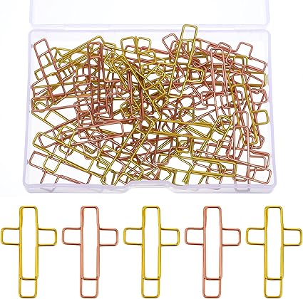 Amazon.com : Qianyu 100Pcs Cross Paper Clips Bible Paper Clips Metal ...