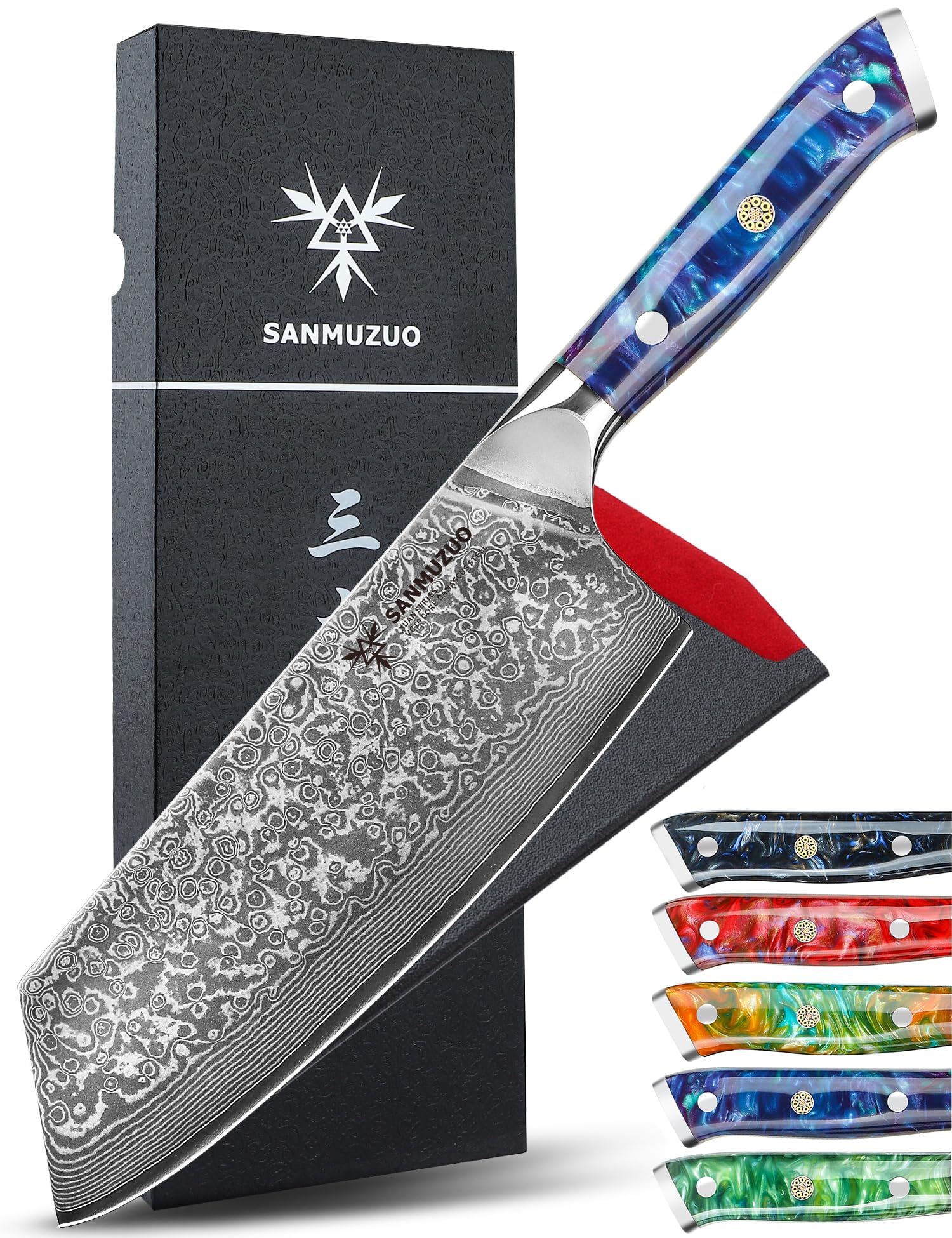 Amazon.com: SANMUZUO Nakiri Knife - 7.5 inch Cleaver Knife- Xuan Series ...