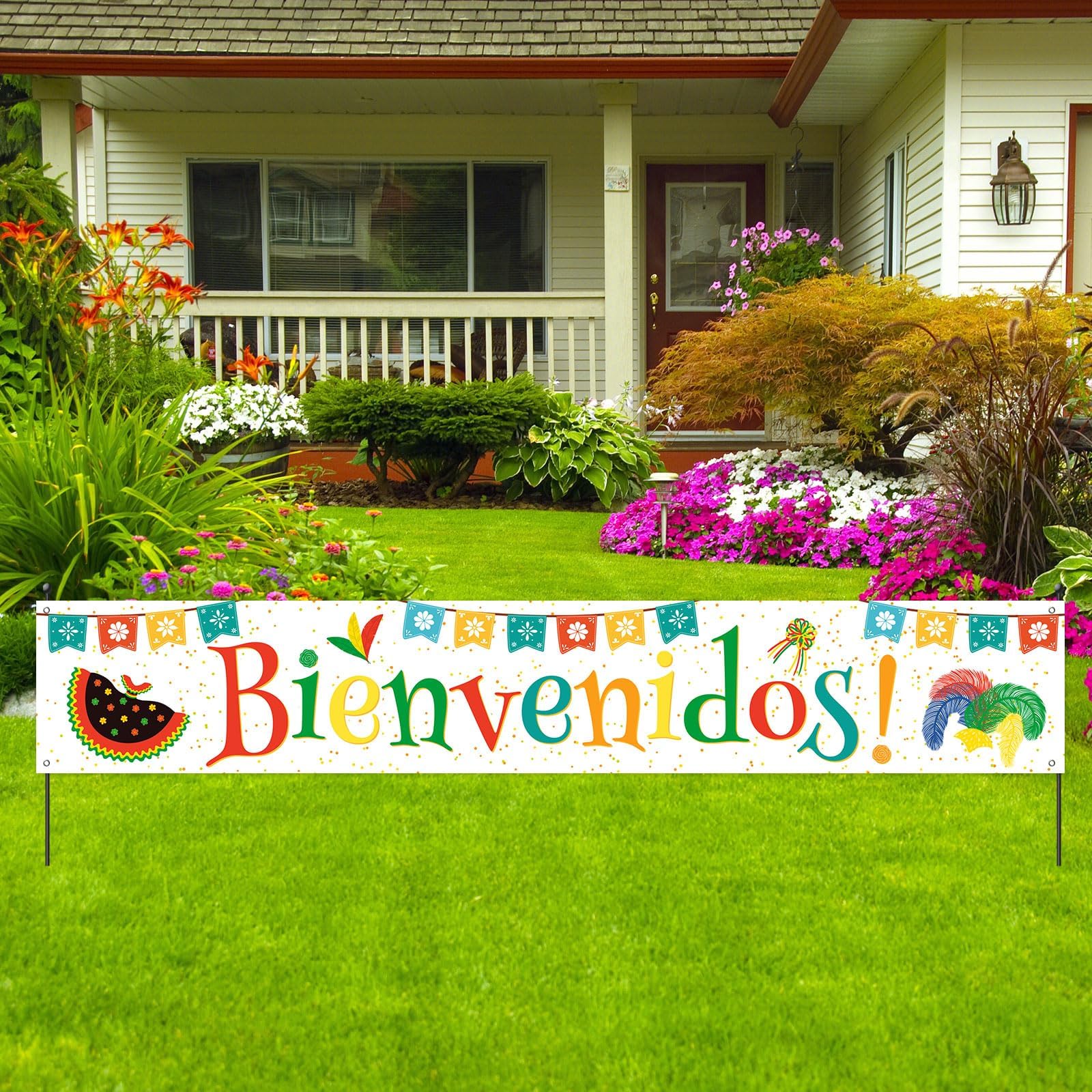 Amazon.com: Mokonate Bienvenidos Banner,Spanish Welcome Banners ...