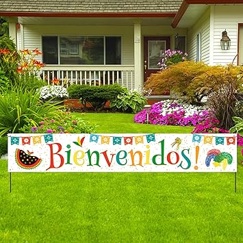 Amazon.com: Mokonate Bienvenidos Banner,Spanish Welcome Banners ...