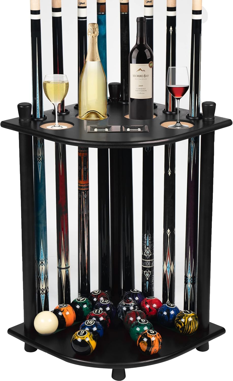 Amazon.com: Billmart Pool Stick Holder Floor Stand, Solid Wood Billiard ...