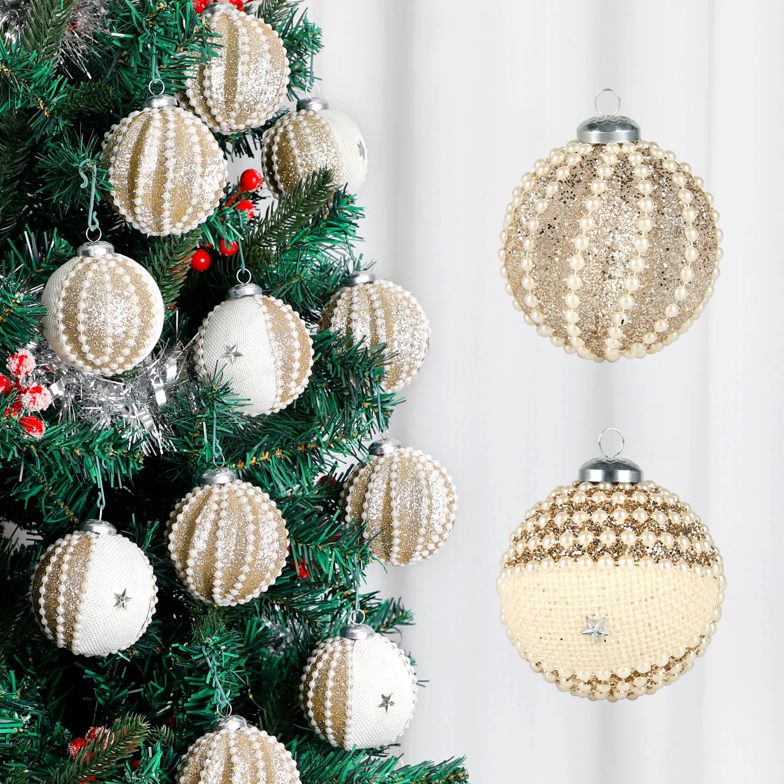 Large Christmas Ornaments, 12 pcs 3.15inch Rustic Shatterproof ...