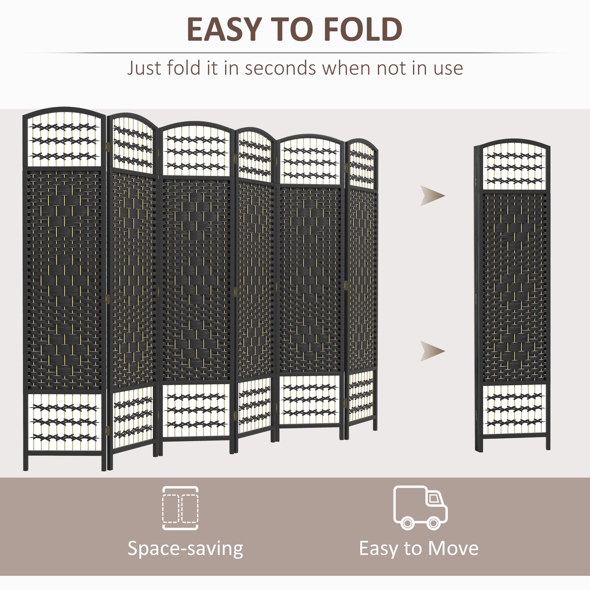 Snapklik.com : 6 Panel Room Divider, Folding Privacy Screen, 5.6 Room ...