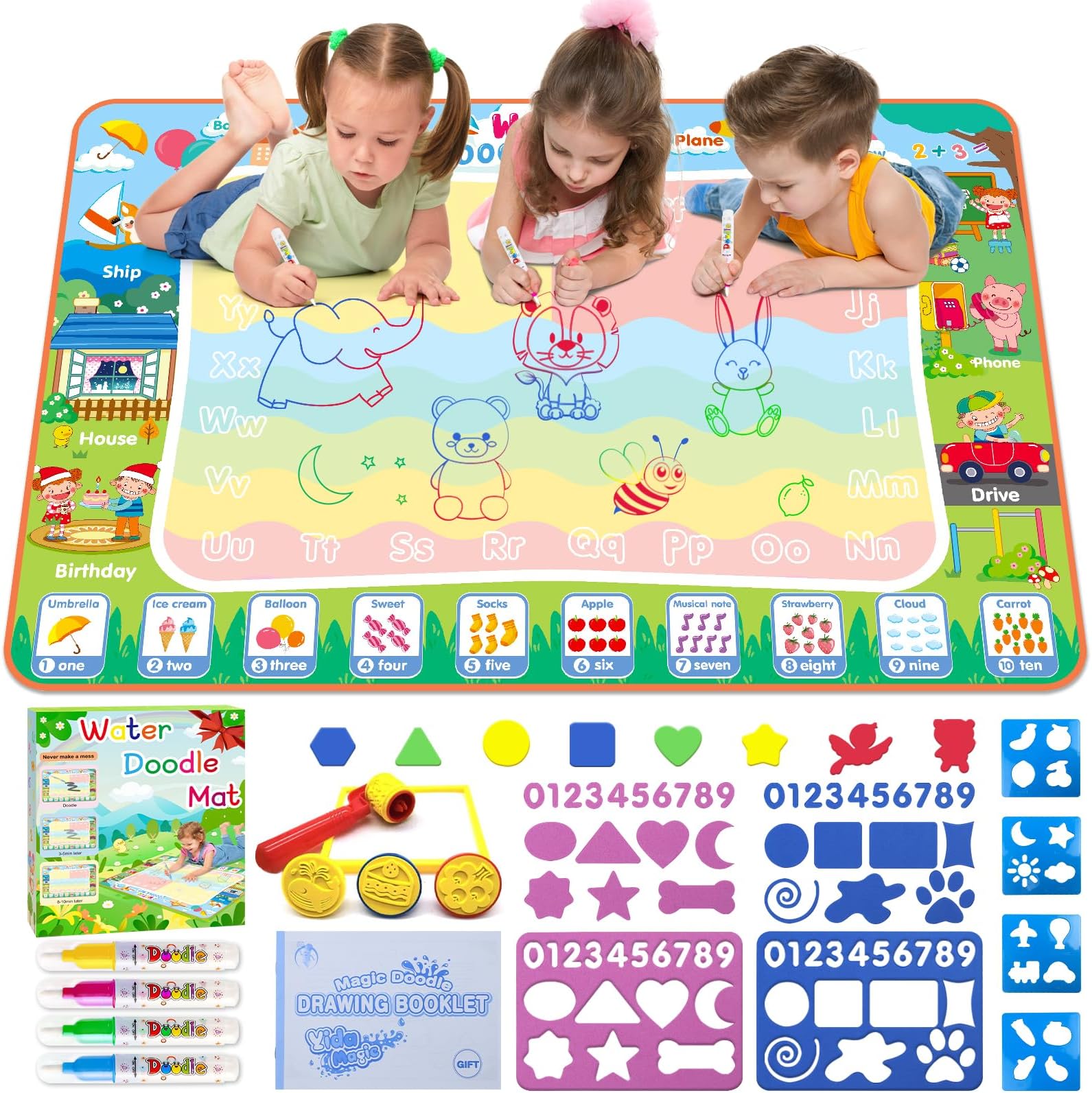 Amazon.com: Water Doodle Mat - Kids Painting Writing Color Doodle ...