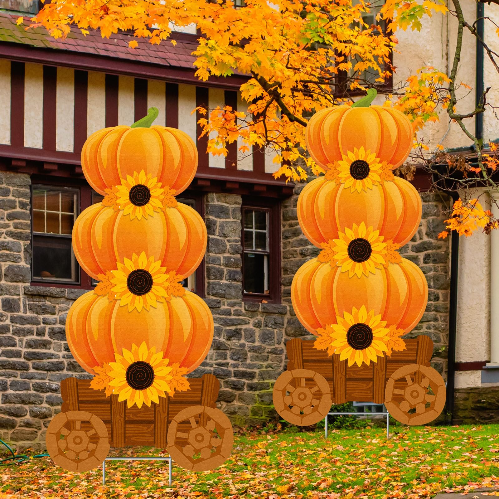 Snapklik.com : Thyle 2 Pack Fall Pumpkins Yard Signs