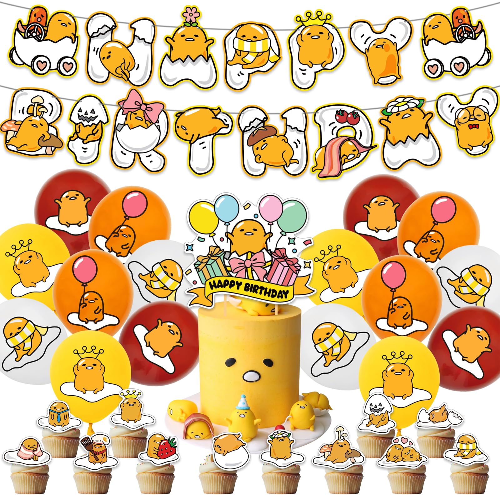 Amazon.com: Gudetma Birthday Party Decorations Include Lazy Egg Happy ...