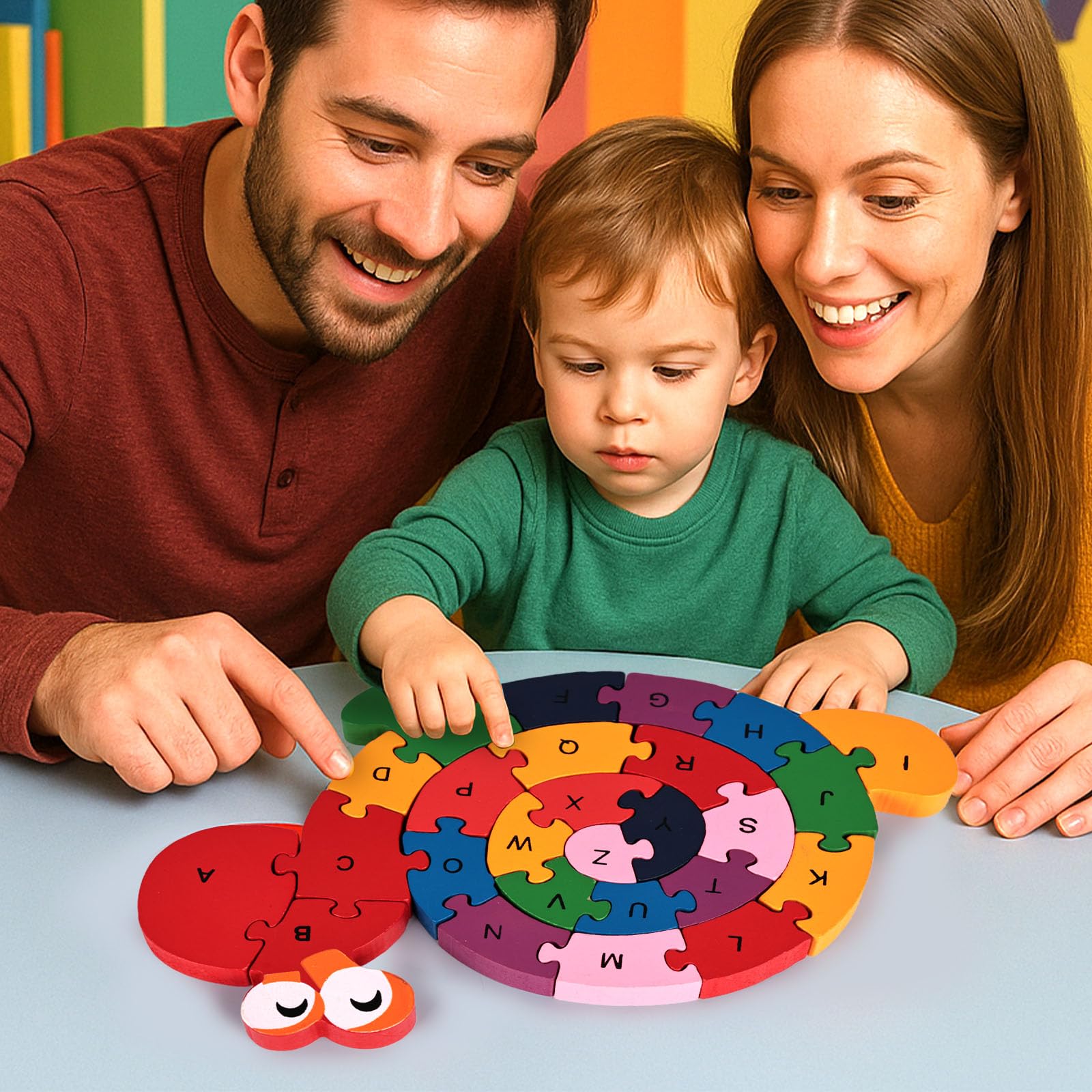 Snapklik.com : Wooden Alphabet Snail Jigsaw Puzzles, Montessori Letters ...