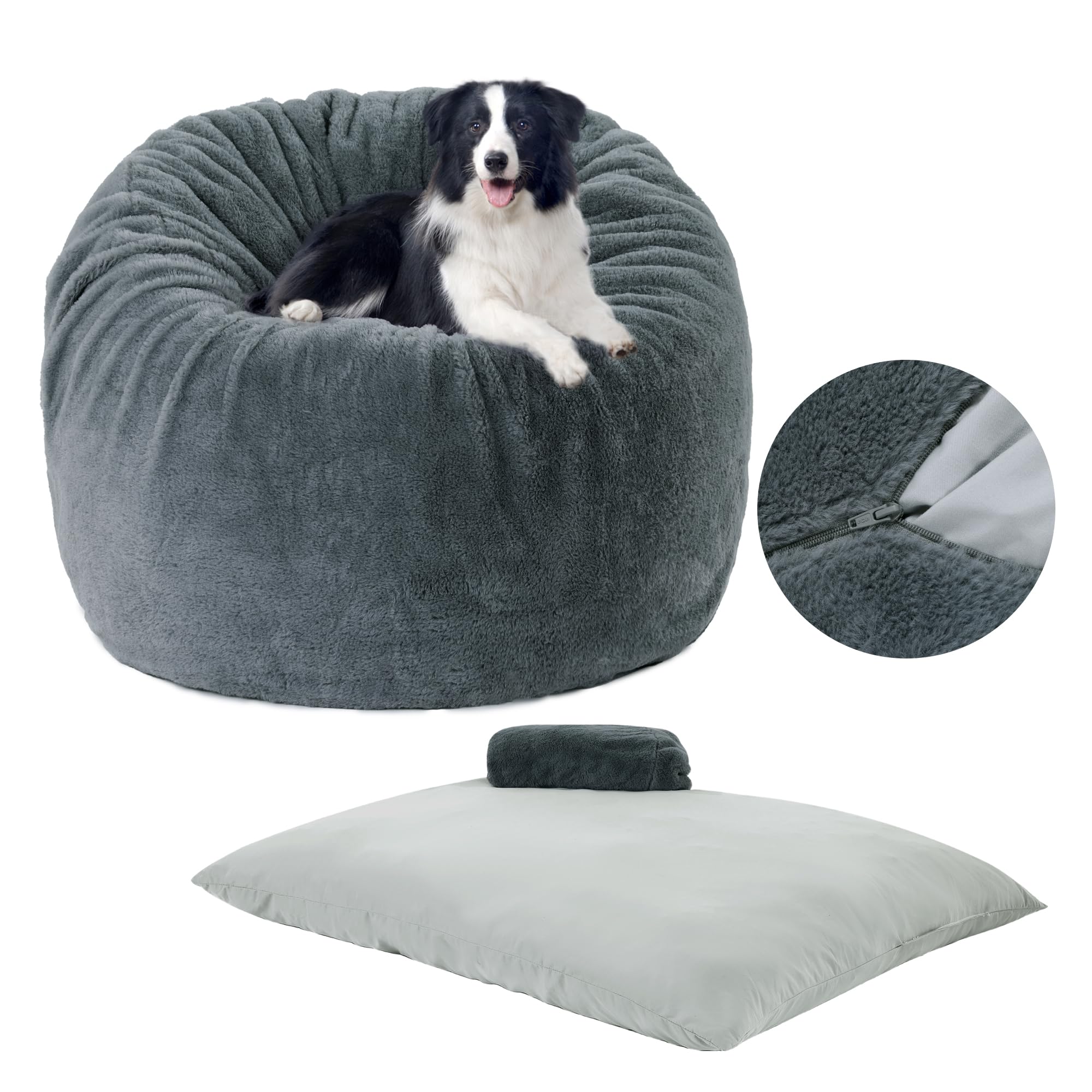 Amazon.com : MABOZOO 2-in-1 Dog Bean Bag Bed, Soft Convertible Beanbag ...